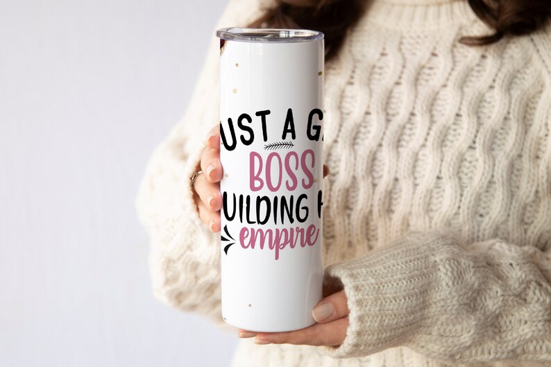 20oz Skinny Tumbler Girl Boss Glitter Stainless Steel Double Wall