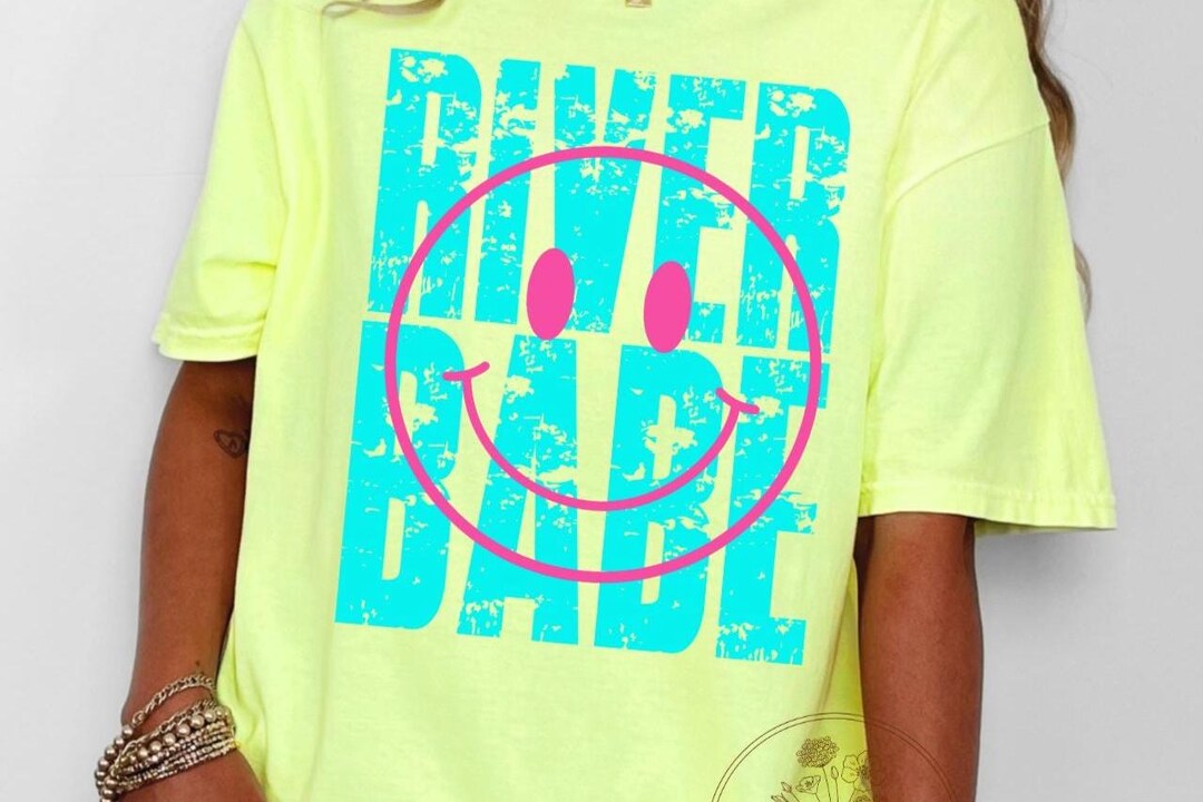 River Babe Neon Smiley Face PNG Happy Face Png, Sublimation Png ...