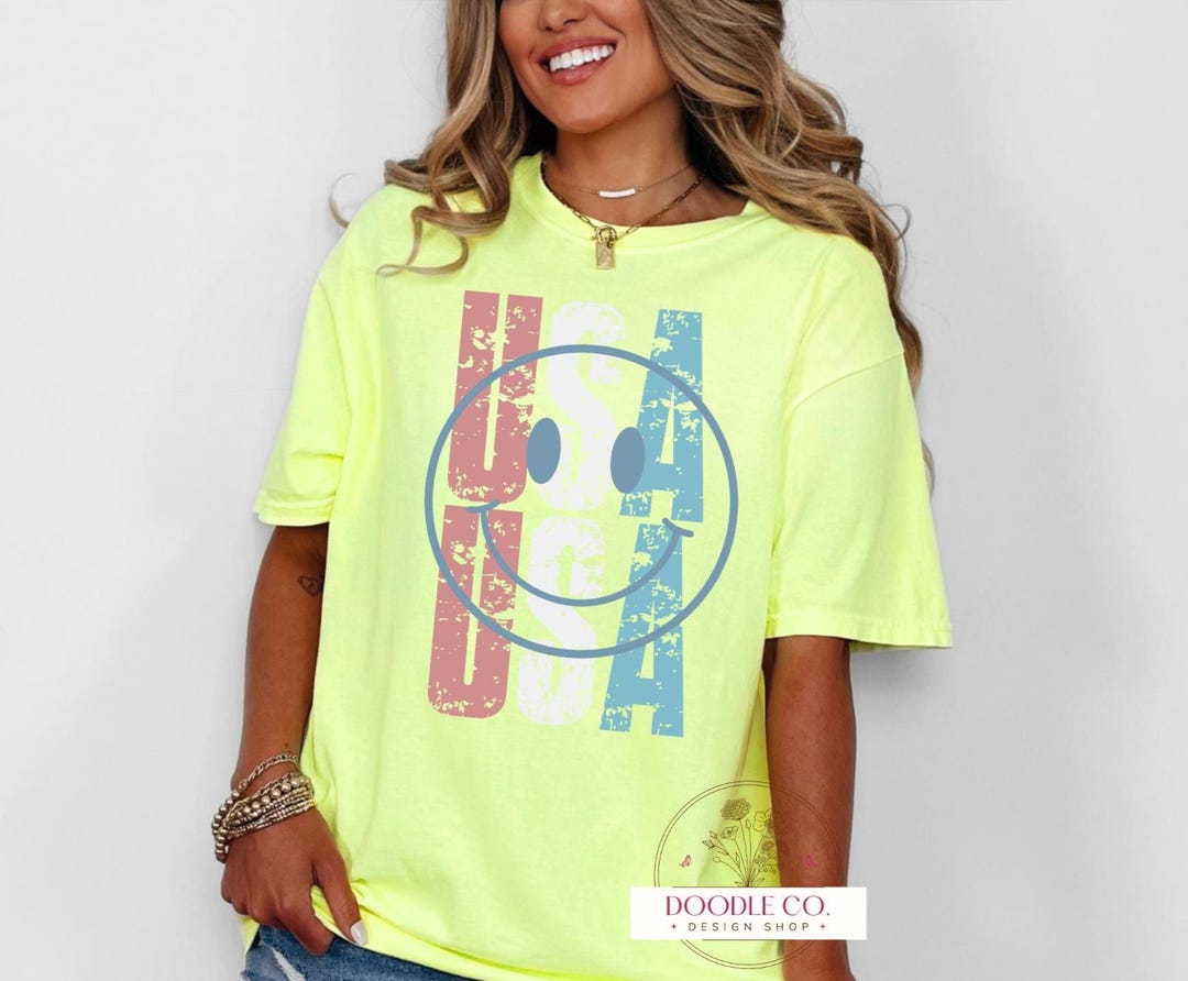 USA Smiley Face PNG Happy Face 4th of July Png Sublimation Png, Instant ...