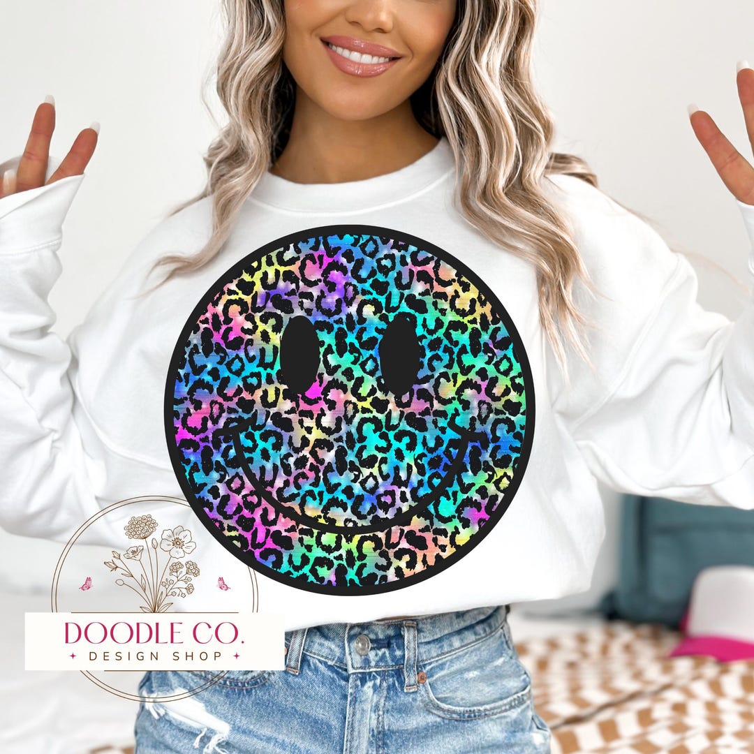 Smiley Face PNG Happy Face Cheetah Png Happy Face Png, Sublimation Png ...