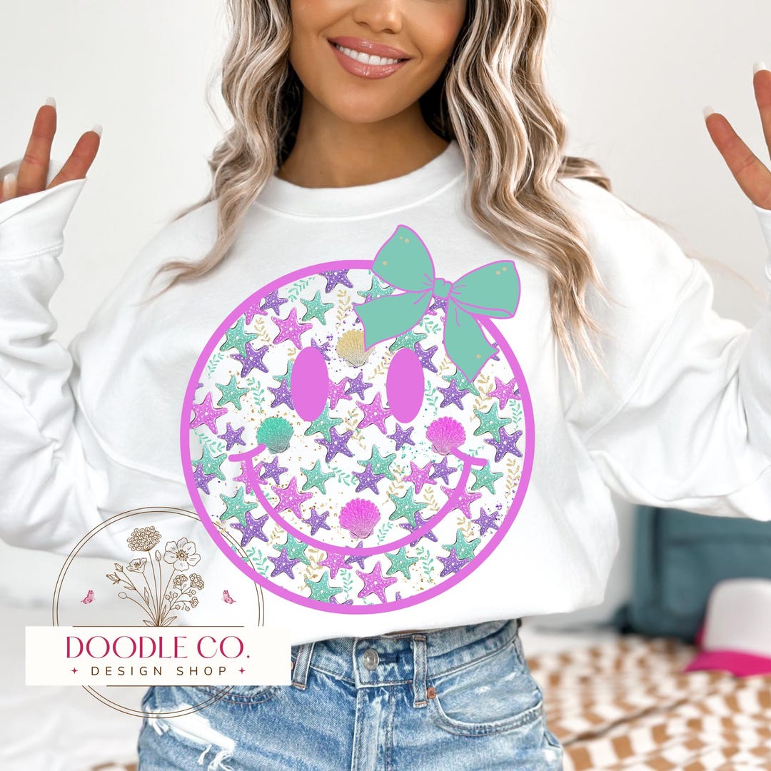 Smiley Face Sea Shells PNG Happy Face Png, Sublimation Png, Instant ...