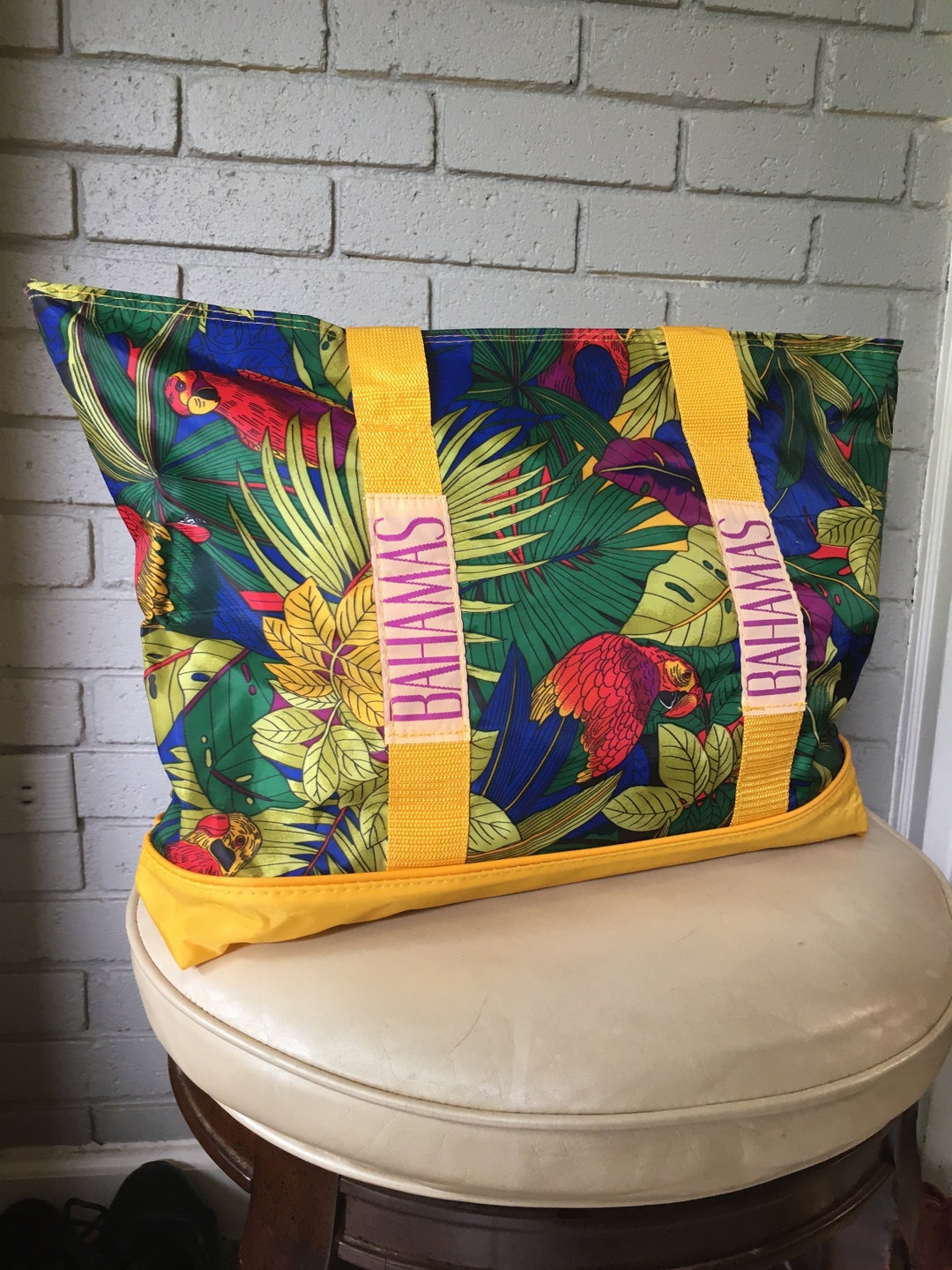 Vintage Bahamas Tropical Vinyl Beath Tote Bag - Etsy