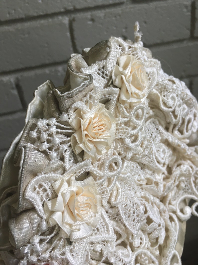 Lace and Rosette Vintage Cache Evening Bag, Coquette Girl Purse ...