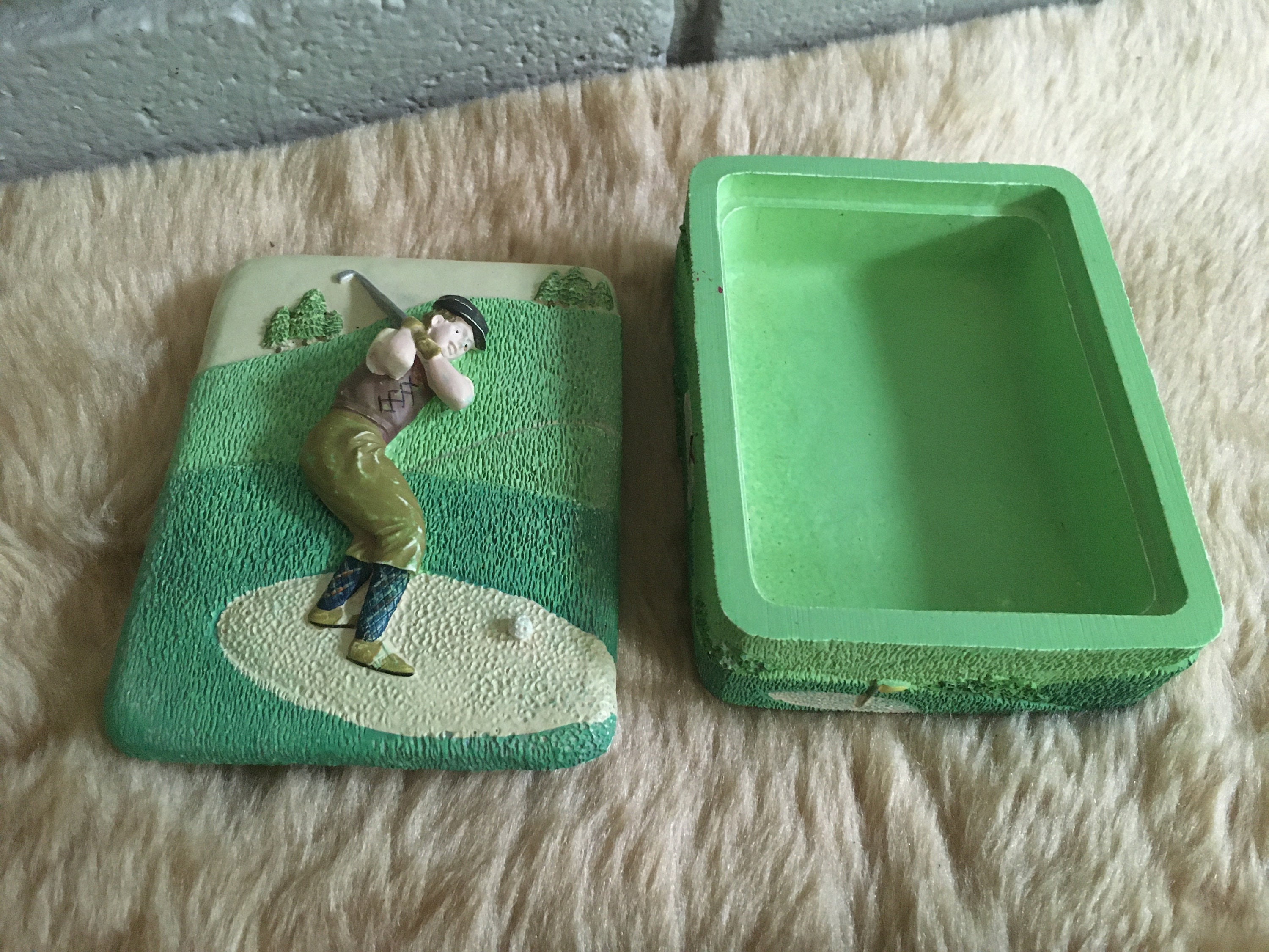 Vintage Golf Themed Dezine Trinket Box - Hand Painted - Made in Taiwan ...