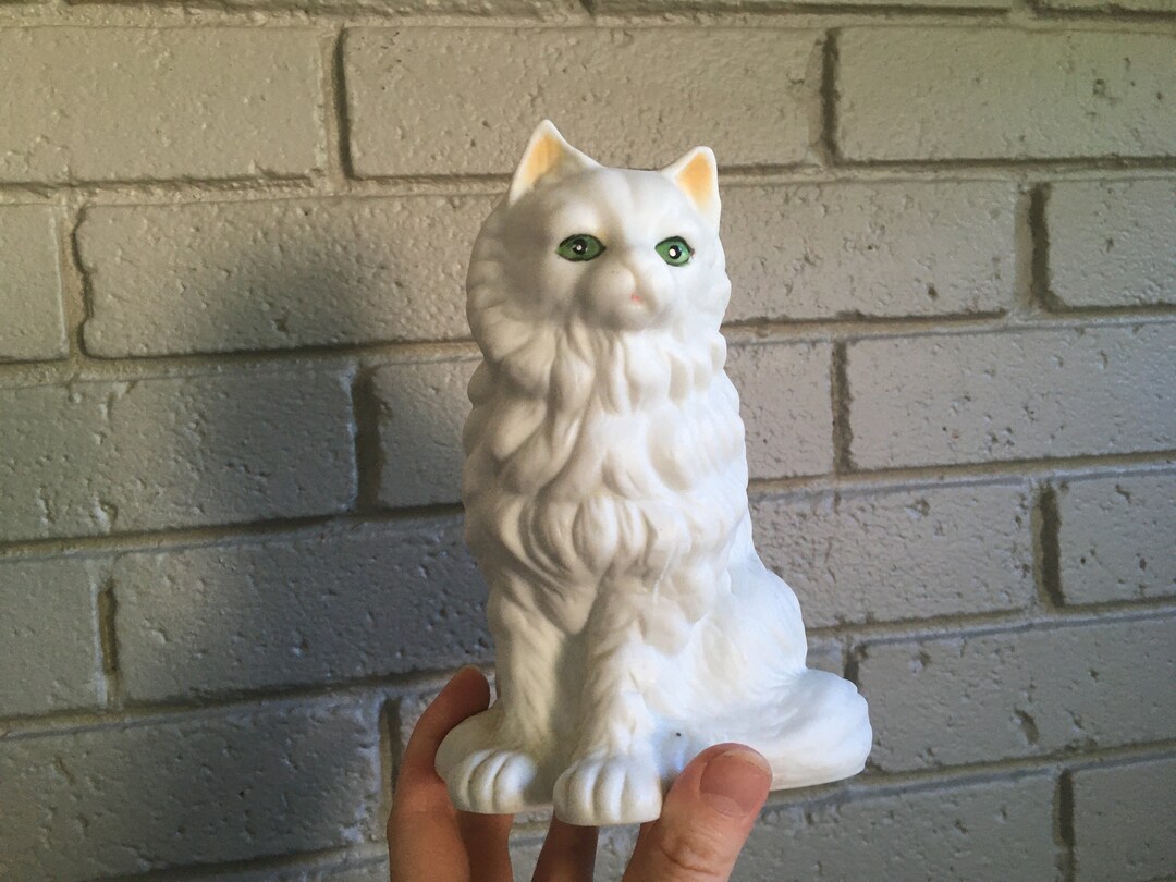Artmark Ceramic Cat Figurine, 6" Decorative Long Hair White Cat - Etsy
