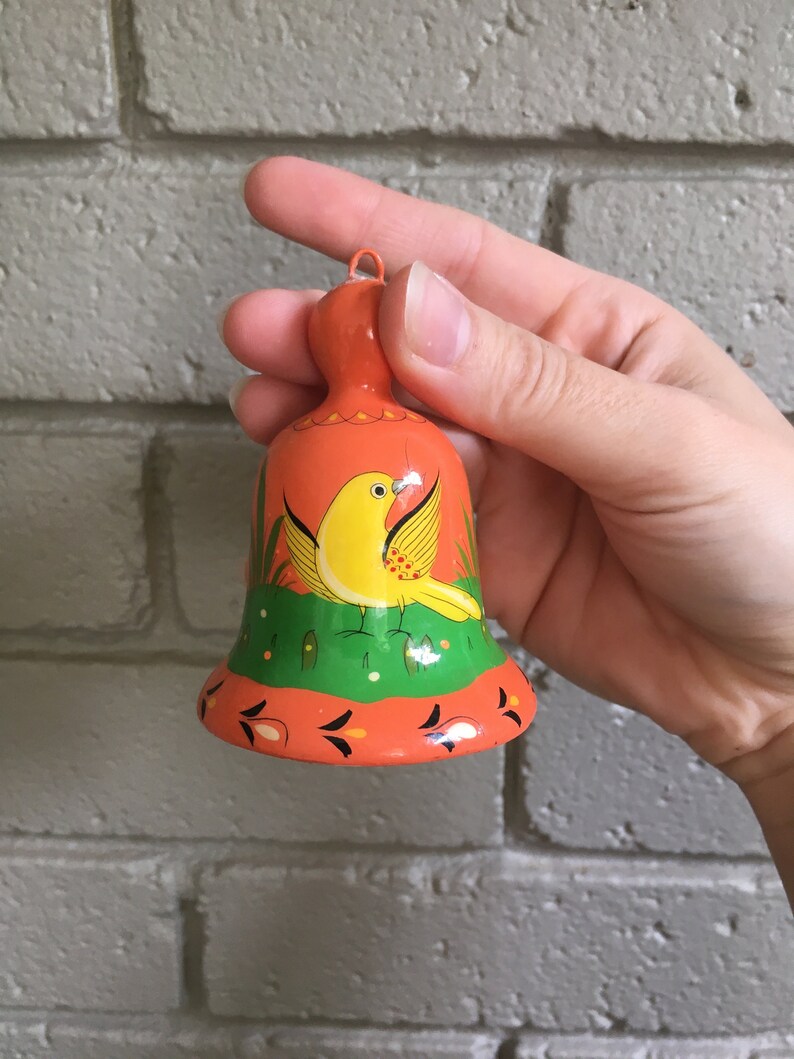 Beautiful Hand Painted Mexican Pottery Bell - Nature Inspired Bird ...