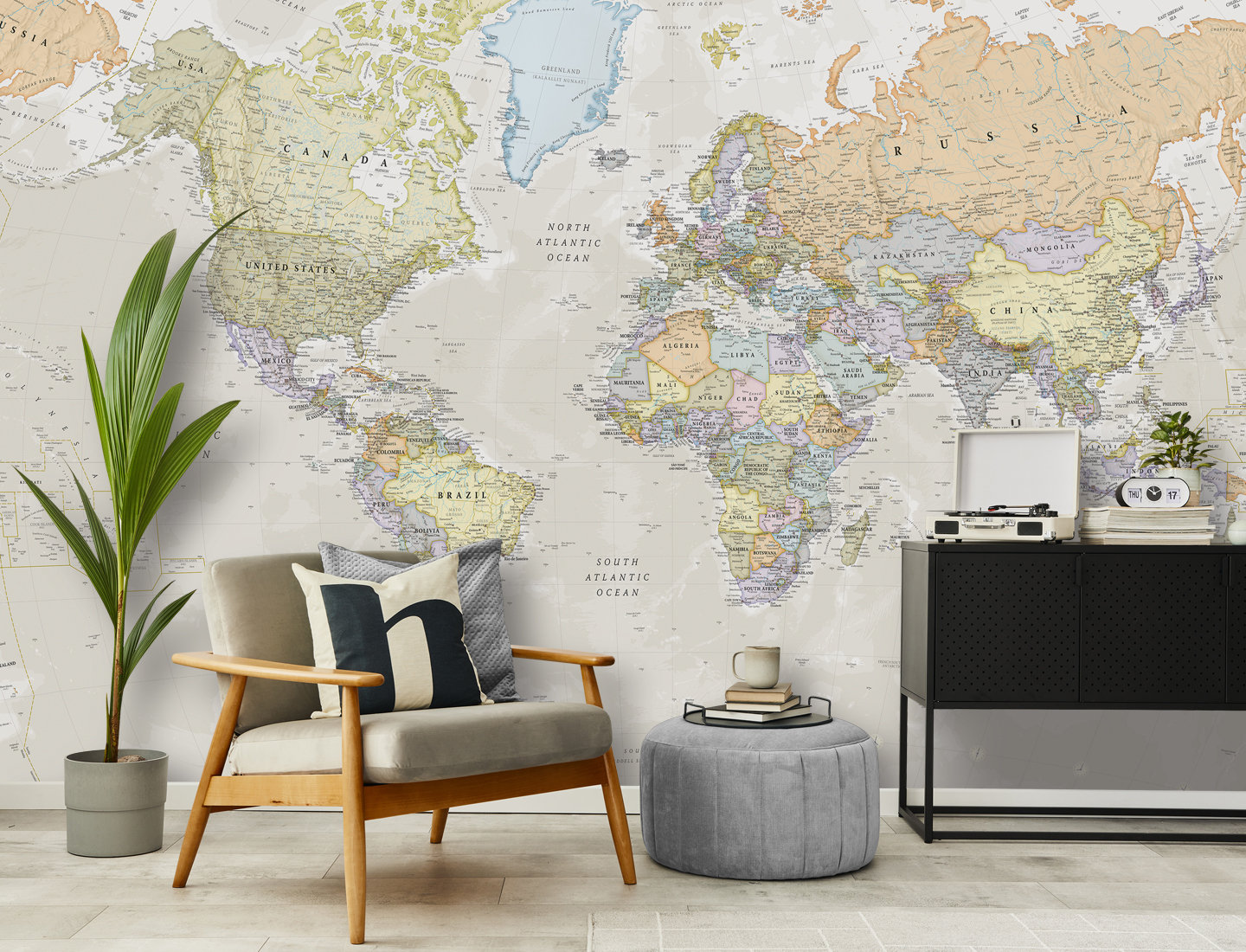 Classic World Map Wallpaper Mural for Home, Bedroom, Lounge or Office ...