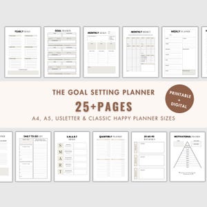 Goal Setting Planner, Daily Weekly Monthly Quarterly Yearly, SMART Goal ...