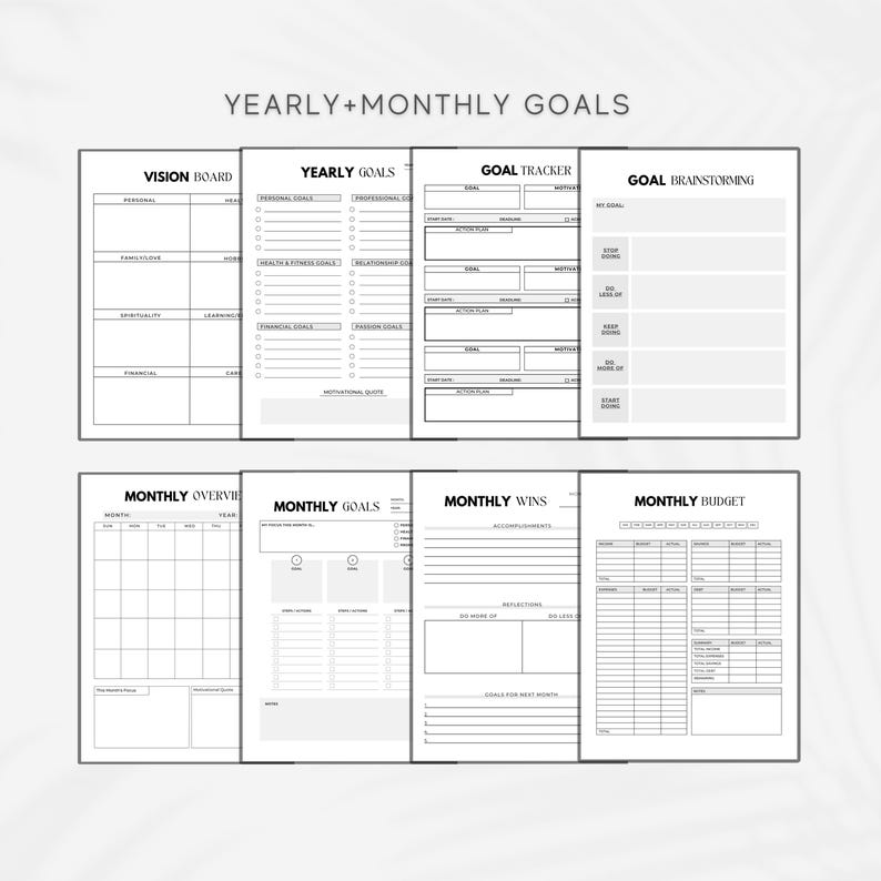 Printable Goal Setting Planner 2026, Daily, Weekly, Monthly, Quarterly ...
