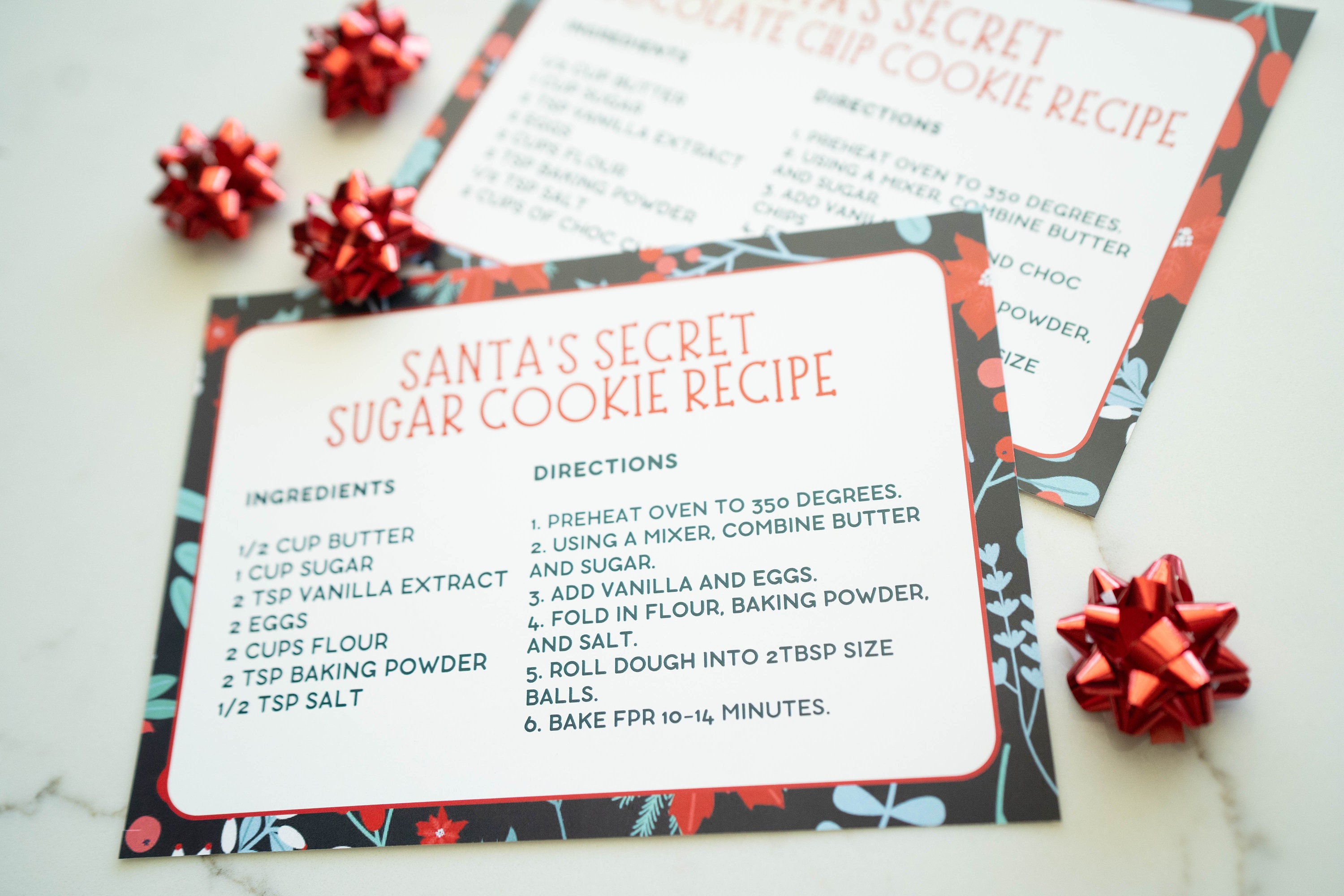 Santa Cookie Recipe Card Template Christmas Cookie Activity Printable ...