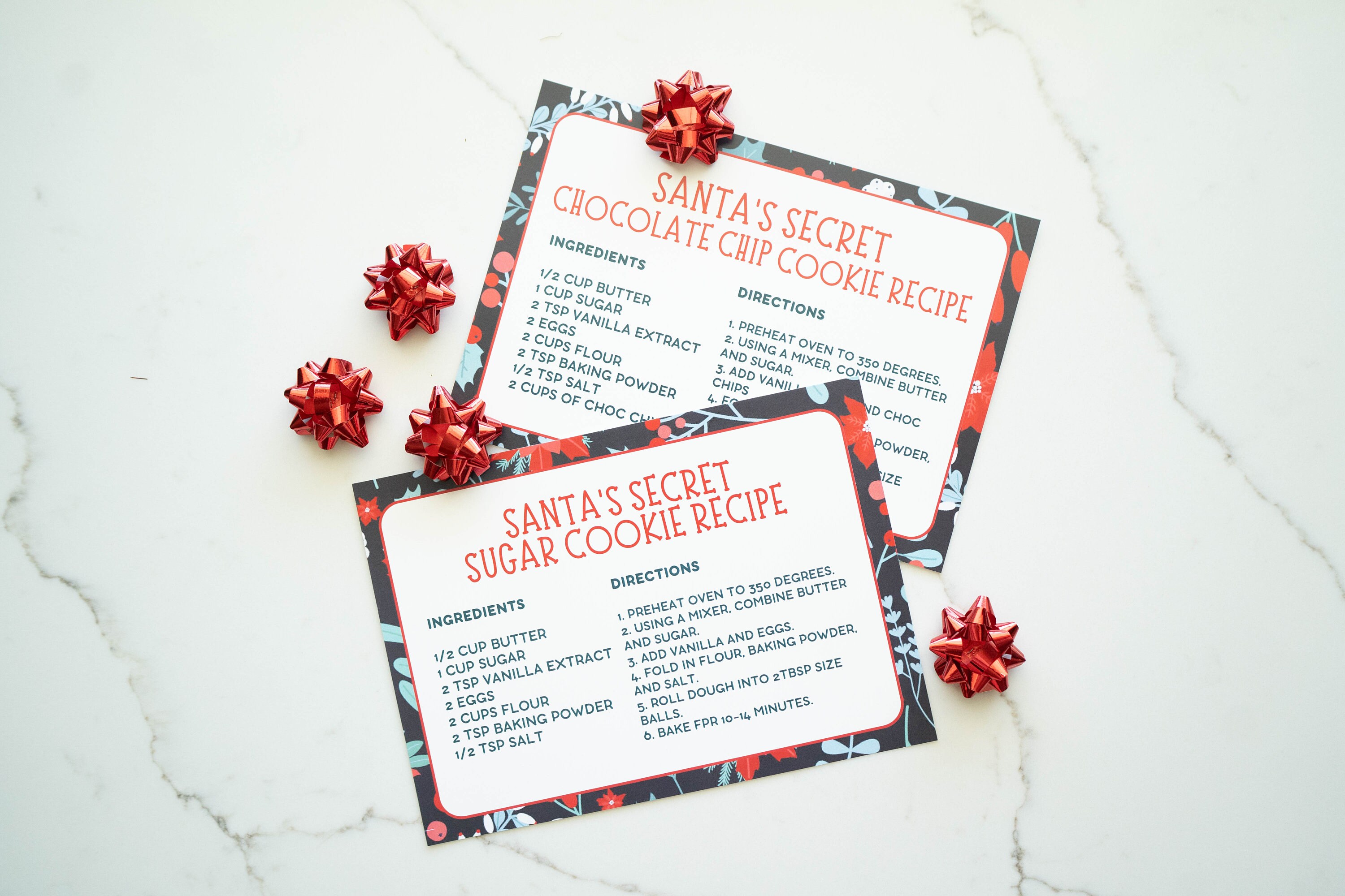 Santa Cookie Recipe Card Template Christmas Cookie Activity Printable ...