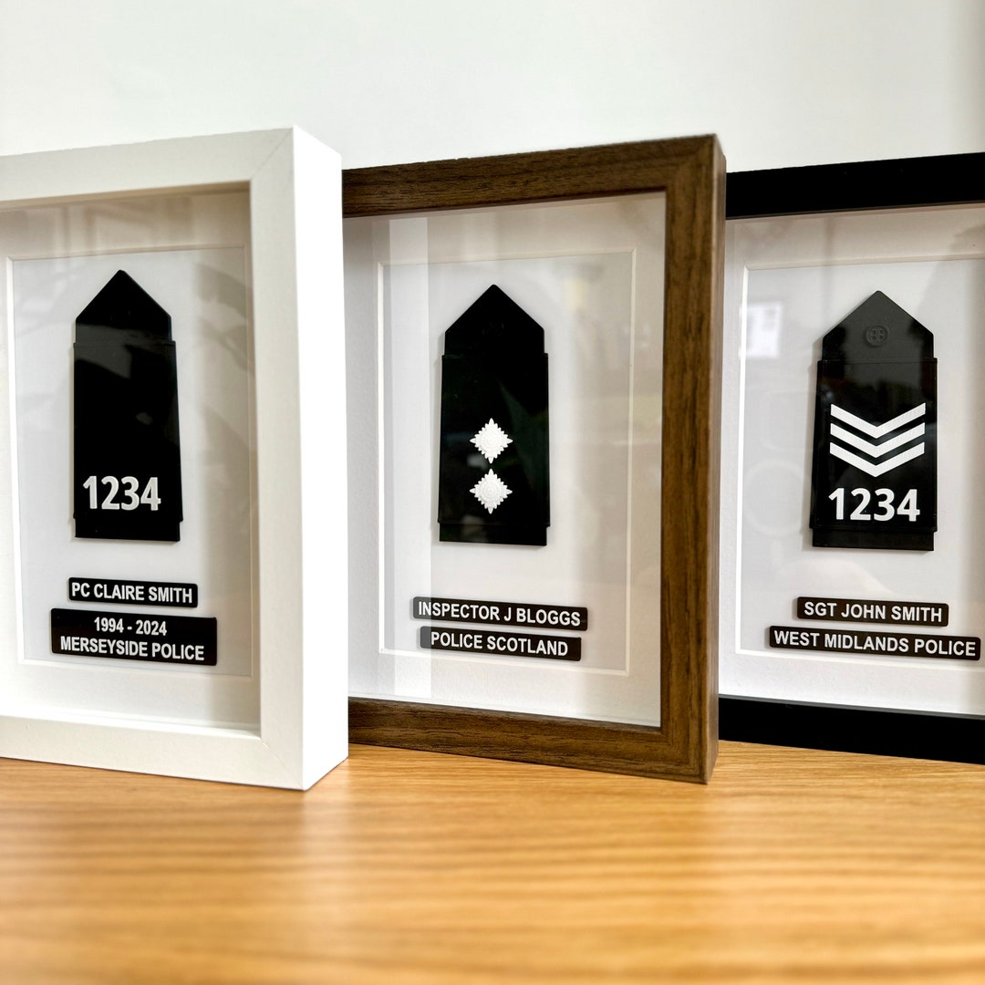 British Police Rank Epaulette Box, Personalised Presentation Frame ...