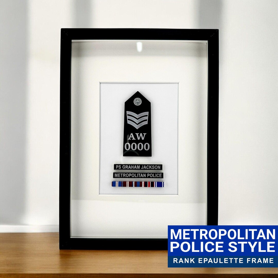 Large MET POLICE Style Rank Epaulette Presentation Frame | Personalised ...