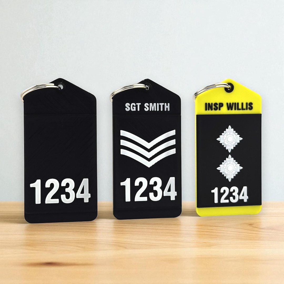Personalised UK POLICE Style Rank Epaulette Keyring Bag Tag, Customised ...