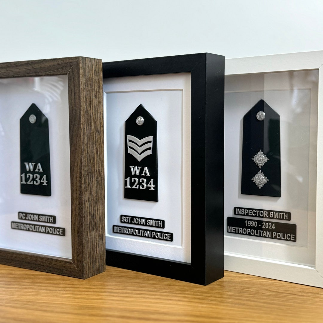 Metropolitan Police Rank Epaulette Box, Personalised Presentation Frame ...