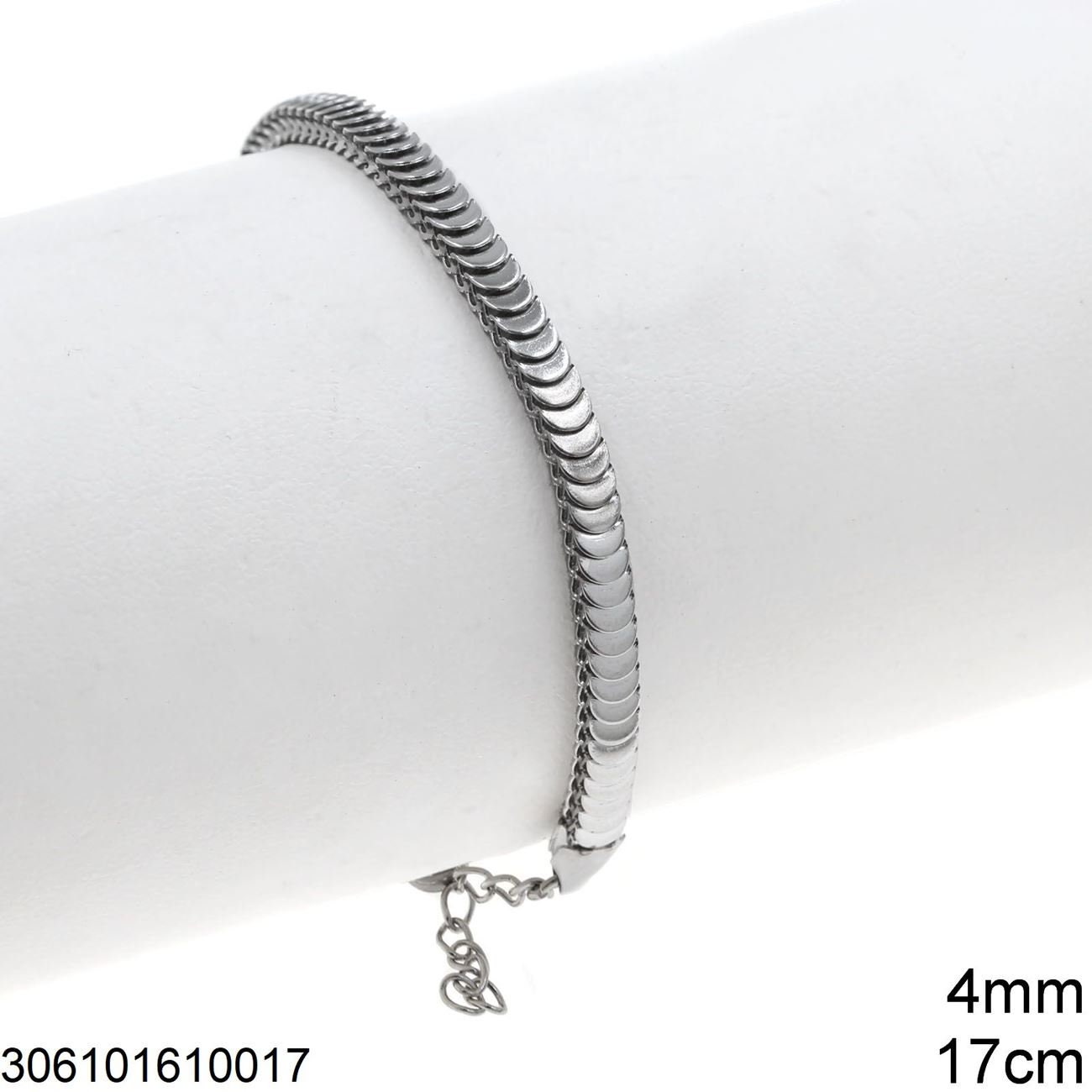 Stainless Steel Square Hemicircle Snake Chain Bracelet 4mm With ...