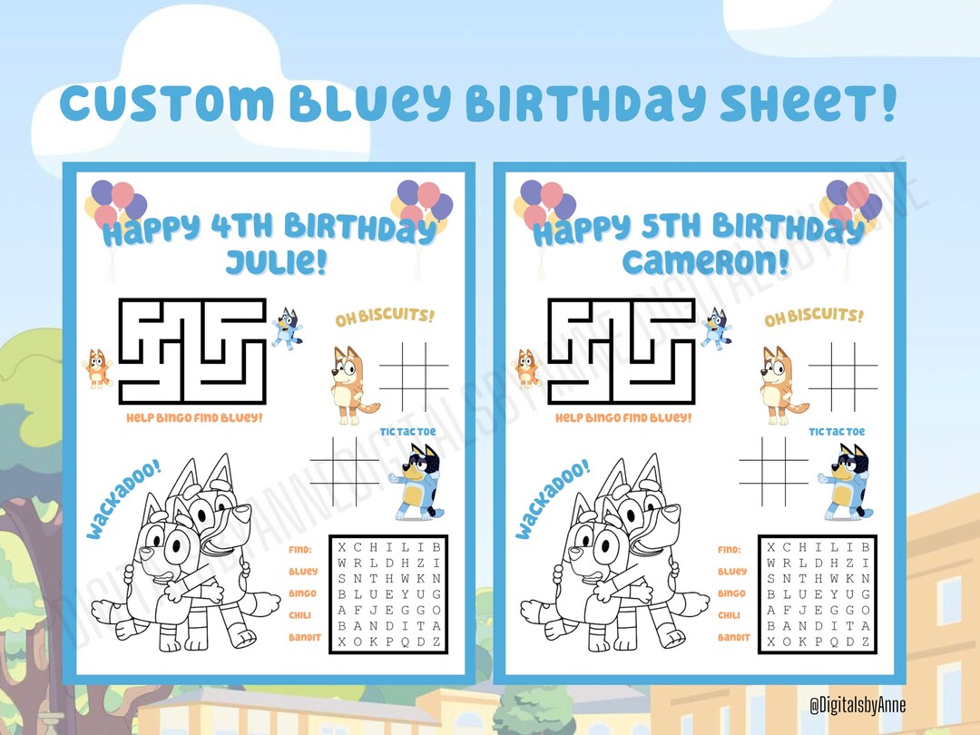 Customizable Bluey Birthday Activity - Etsy