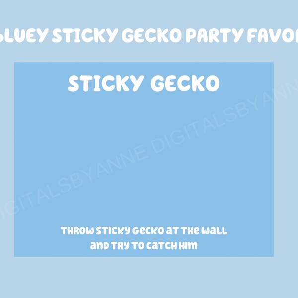Bluey Sticky Gecko Label - Etsy