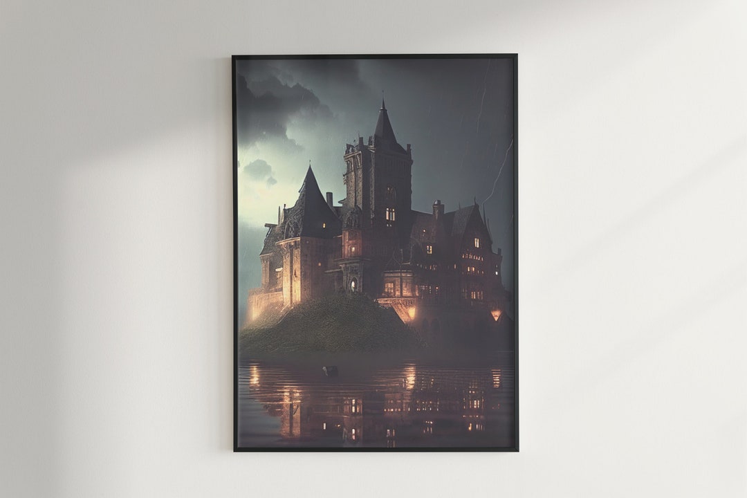 Wall Art Gothic Dark Castle, Stunning Fantasy Beautiful Castle Digital ...