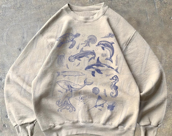 Sea Creatures Retro 90s Tshirt, Vintage Ocean Lovers Nature Shirt ...