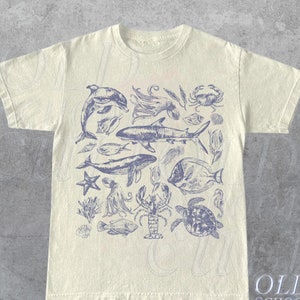 Sea Creatures Retro 90s Tshirt, Vintage Ocean Lovers Nature Shirt ...