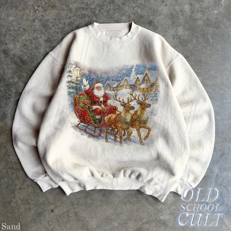 Retro Santa Sweatshirt, Vintage 90s Christmas Crewneck, Rustic Holiday ...