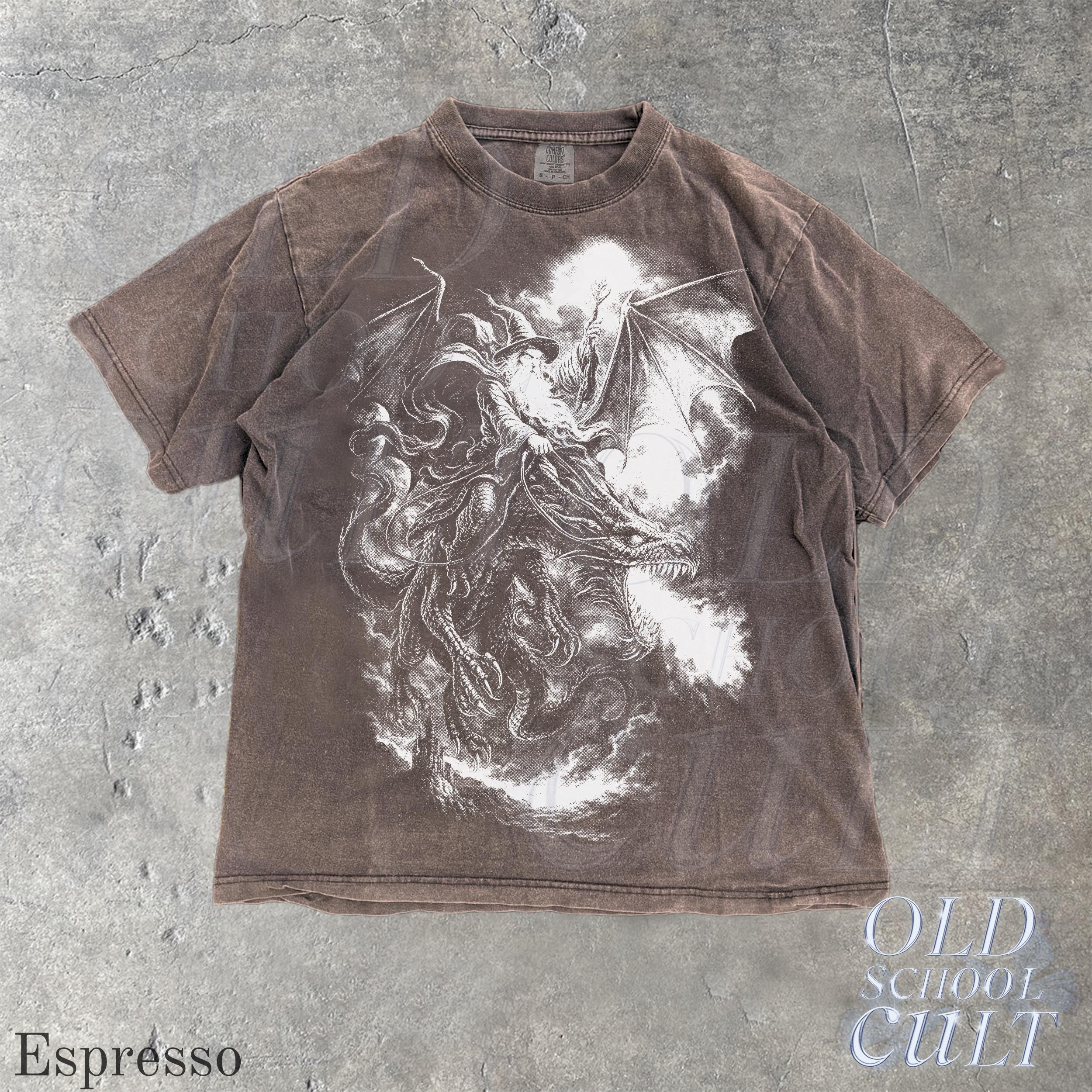 Vintage Wizard Dragon 90s Graphic T-shirt, Retro Magic Medieval Fantasy ...