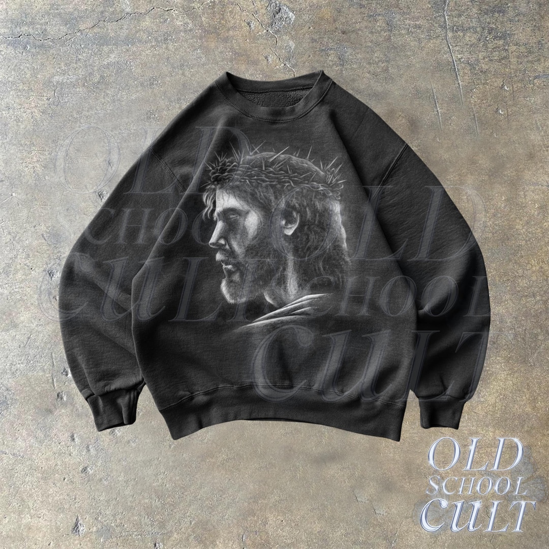 Jesus Vintage 90s Graphic Hoodie, Retro Y2k Jesus Hand Drawn Sweater ...