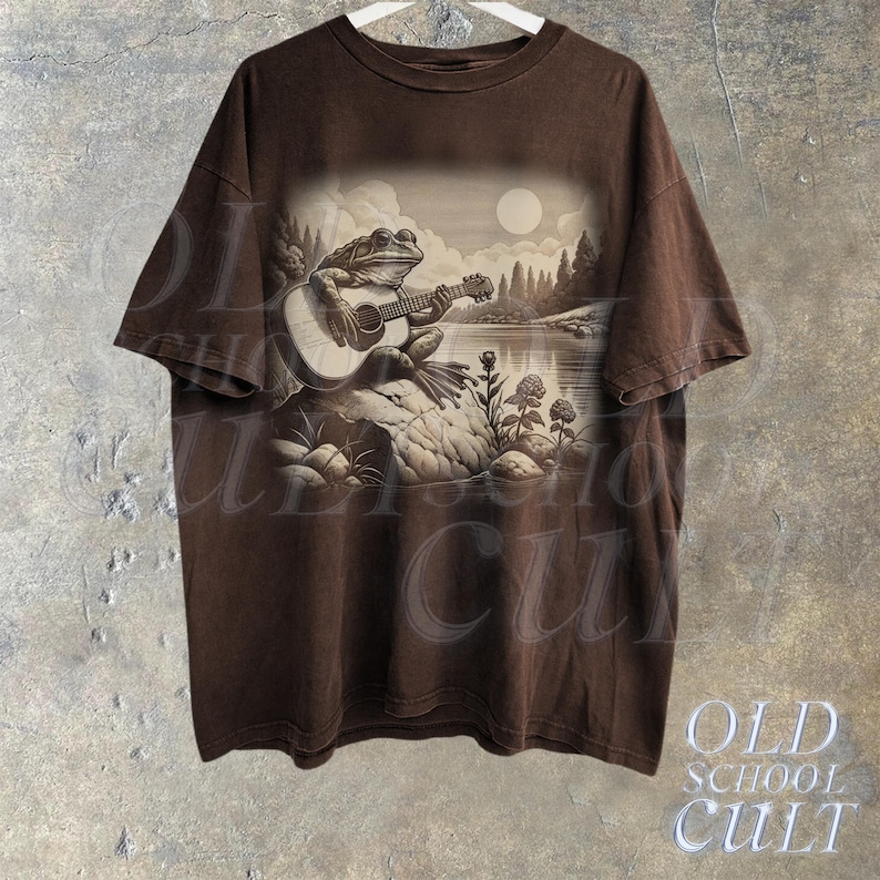 Frog Playing Guitar Vintage 90s Graphic Shirt, Frog Toad Guitar Lovers ...