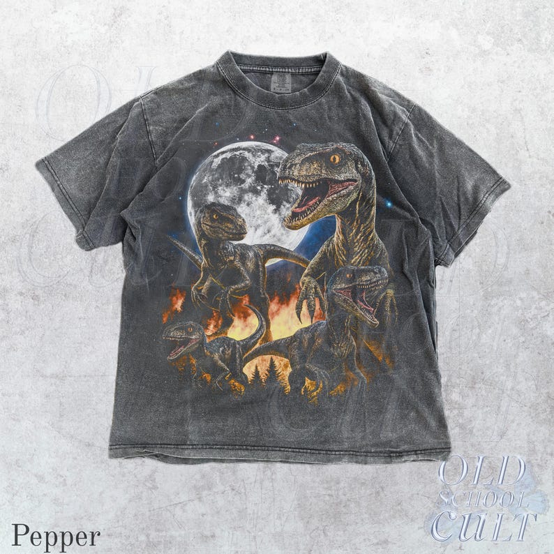 Velociraptor Dinosaur Vintage 90s Style Graphic Shirt, Dinosaur Graphic ...