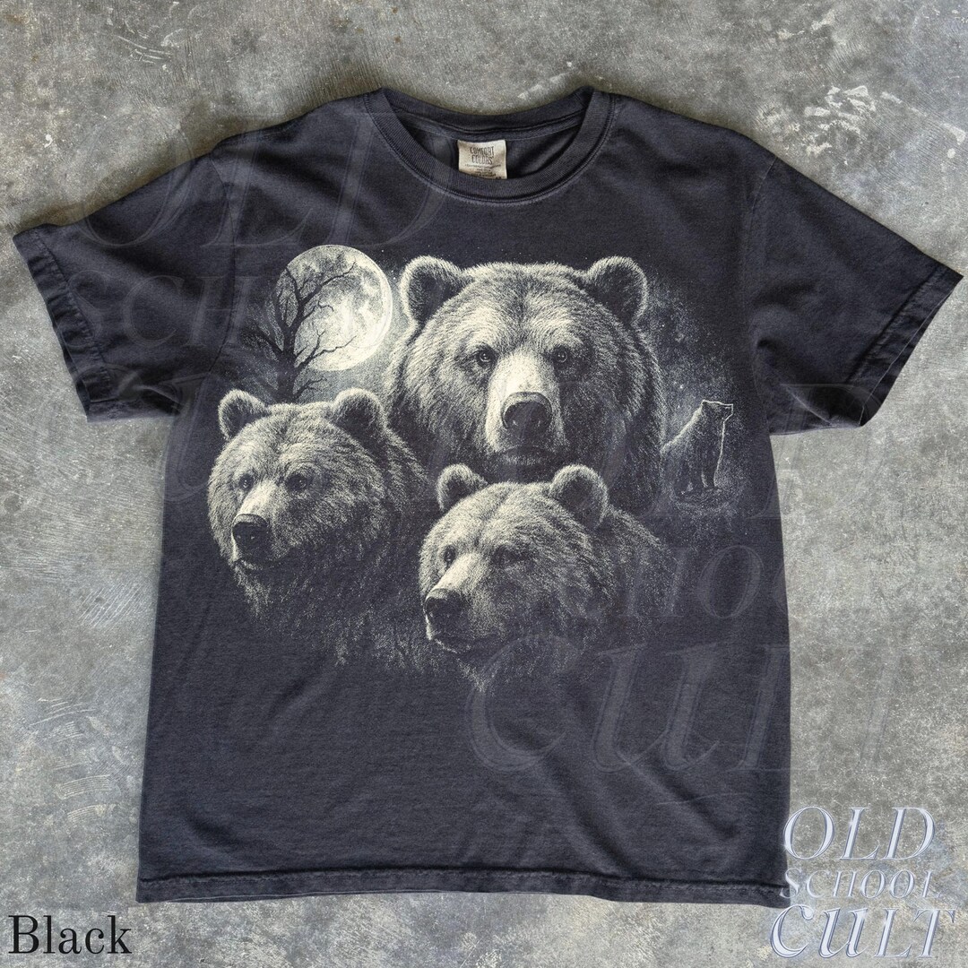 Bear Wildlife Graphic T-shirt, Moon Forest Animal Tee, Comfort Colors ...