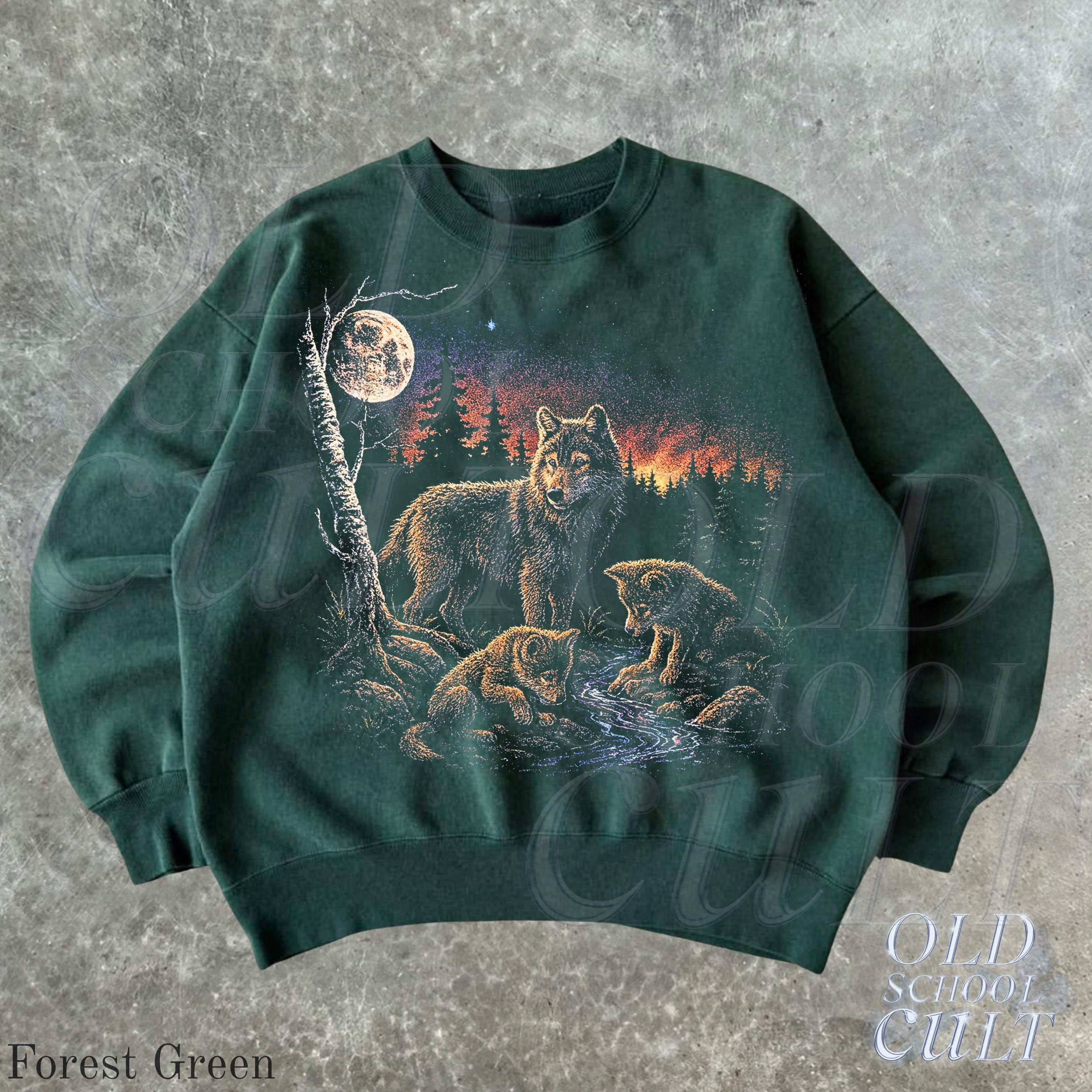 Wolf Family Vintage 90s Sweatshirt, Retro Wildlife Crewneck, Nostalgia ...