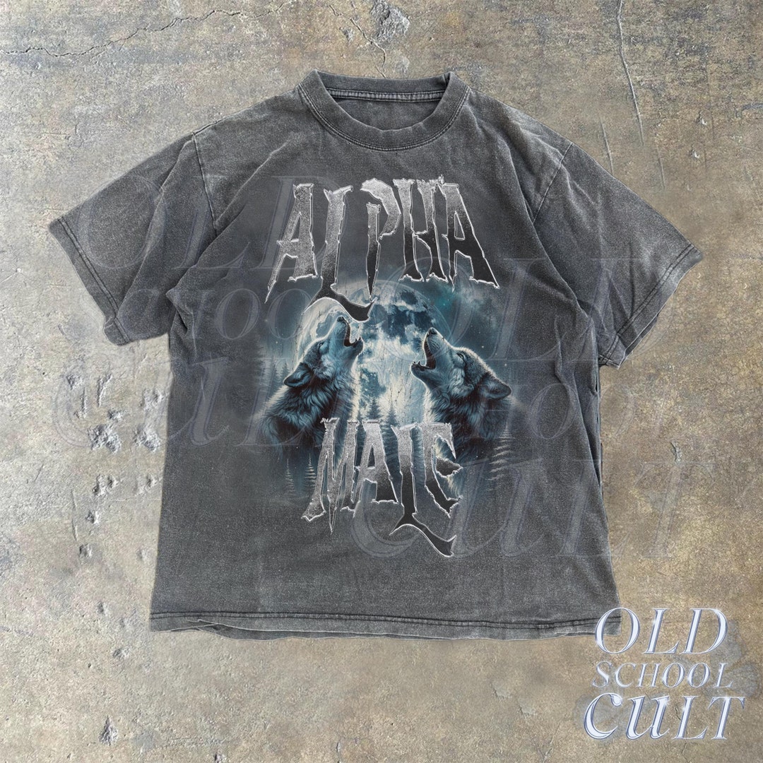 Alpha Male Wolf Howling Vintage Graphic Shirt, Retro Wolves 90s Style ...