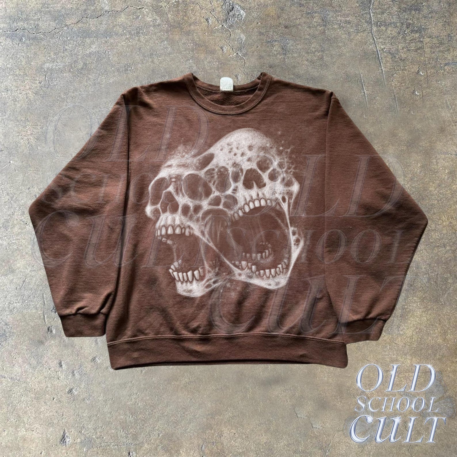 Two Melting Skulls Vintage 90s Style Sweatshirt, Retro Dark Art Skull ...