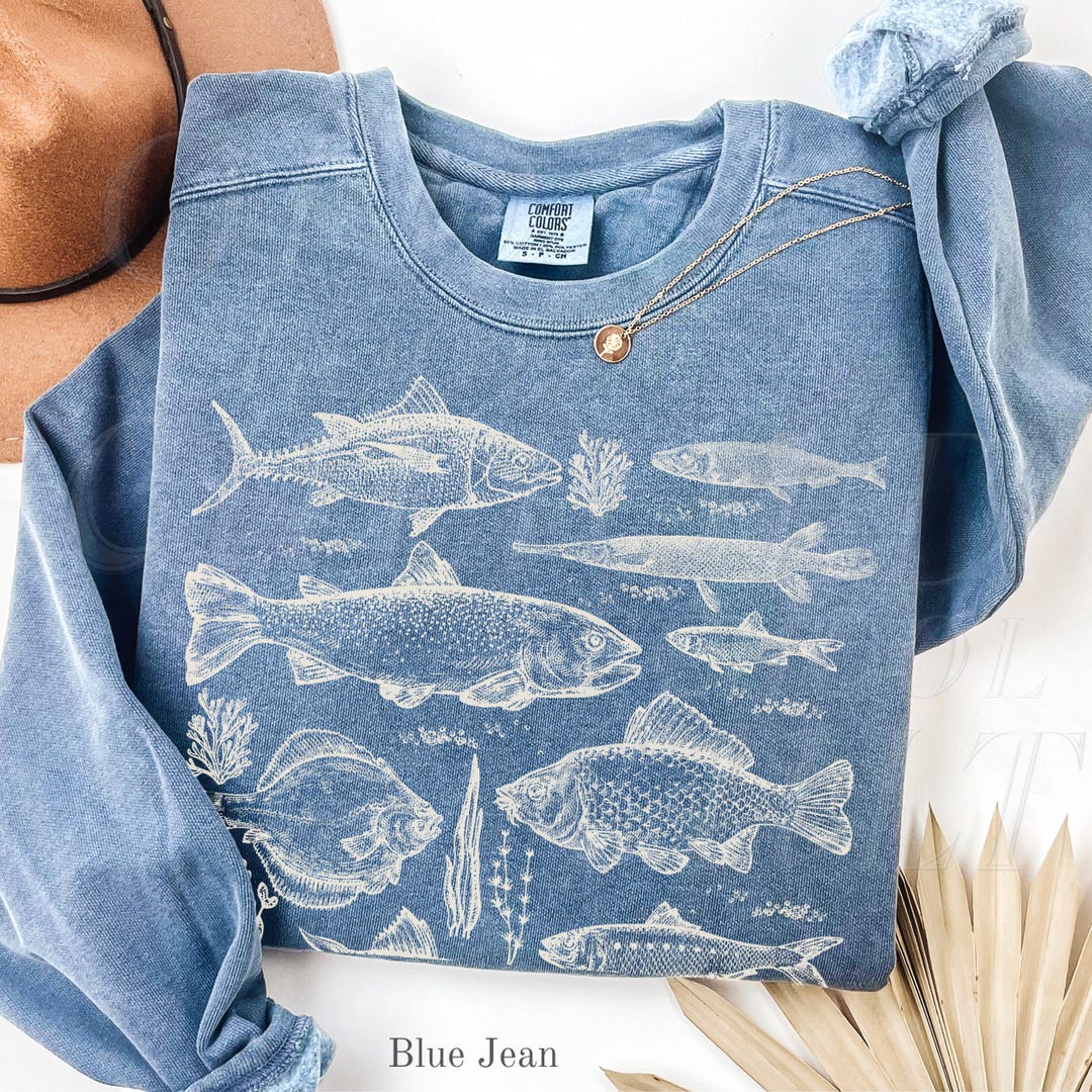 Fish Comfort Colors® Sweatshirt, Fish Crewneck Sweatshirt, Fisher ...