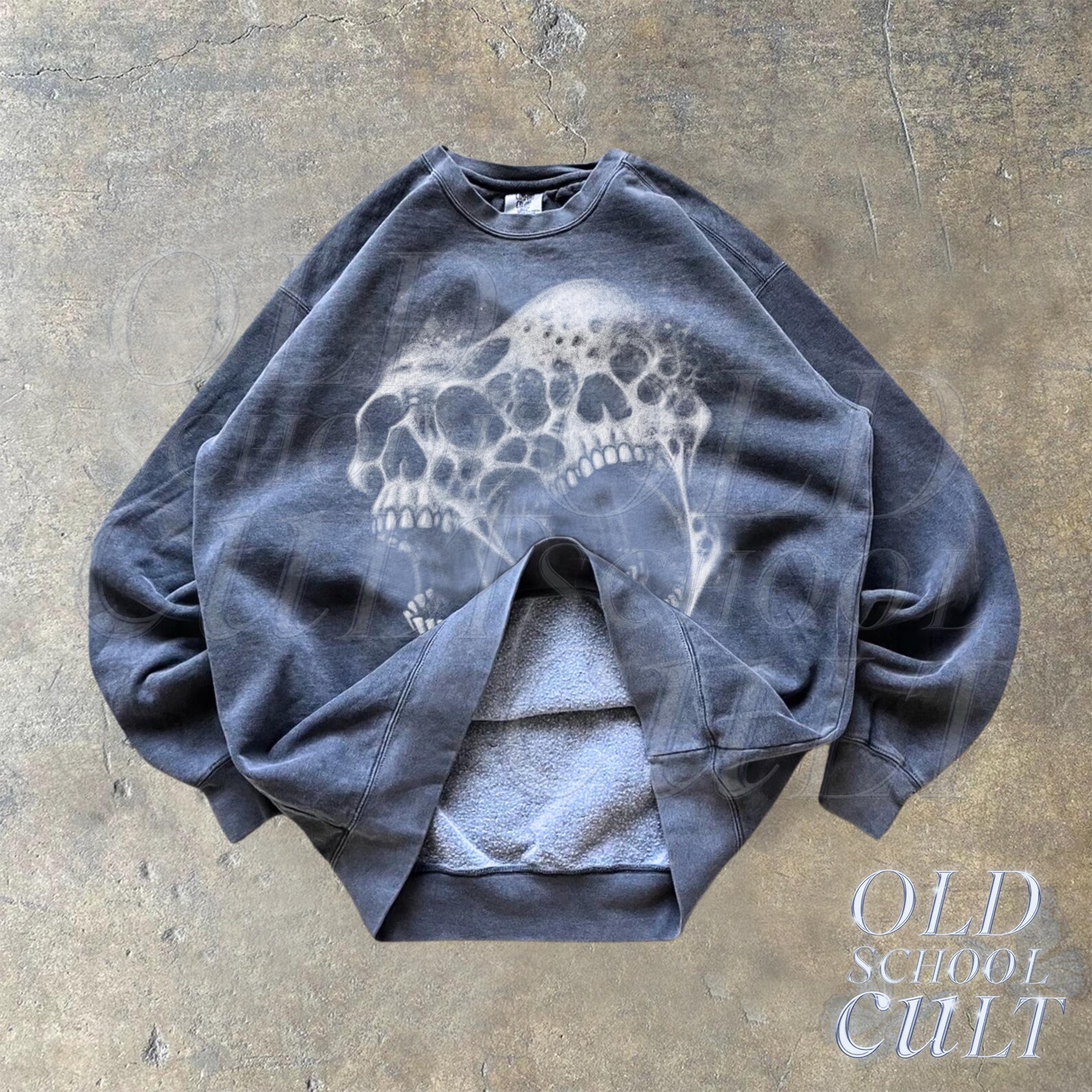 Two Melting Skulls Vintage 90s Style Sweatshirt, Retro Dark Art Skull ...