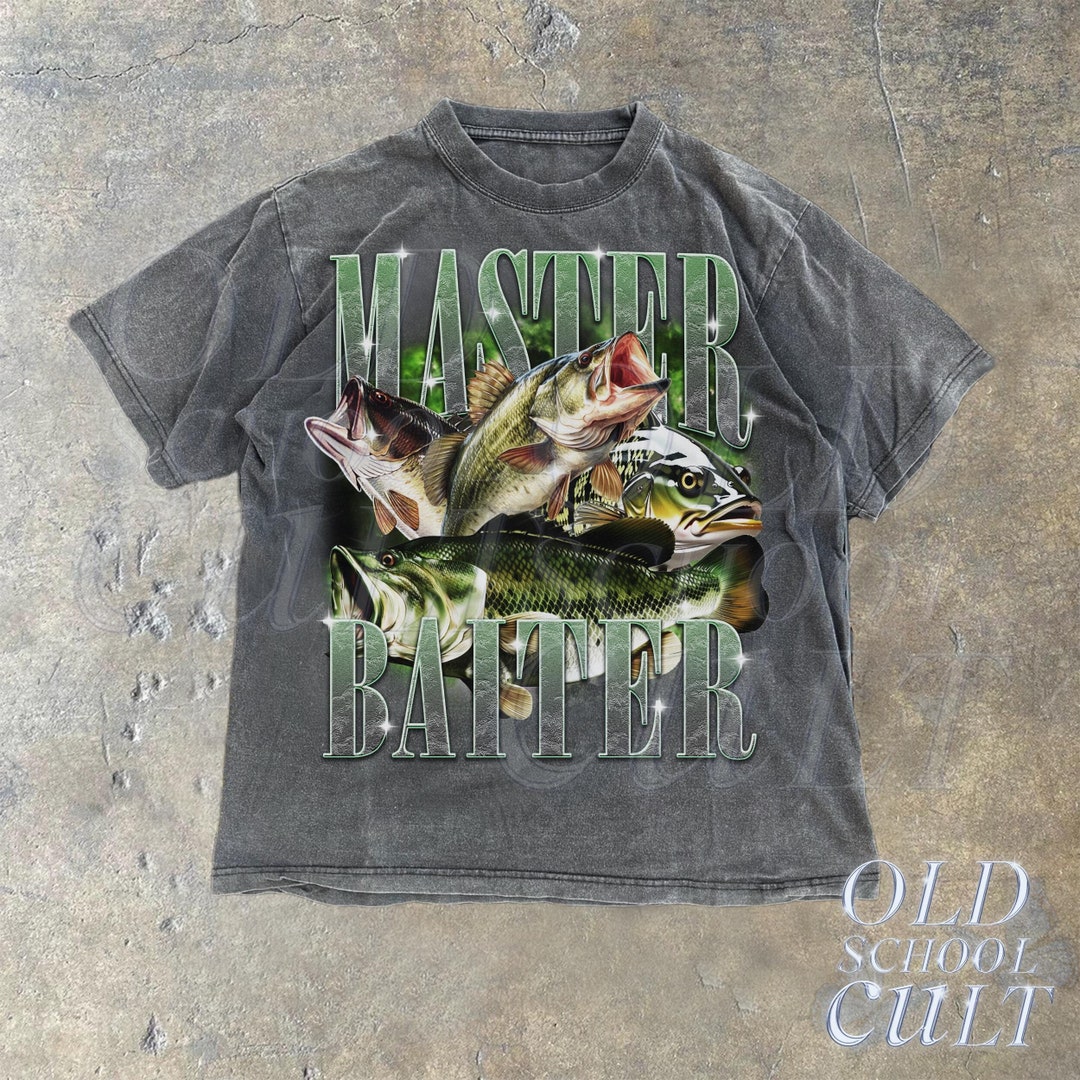 Master Baiter Retro Graphic T-shirt, Bass Fishing Shirt for Men, Funny ...