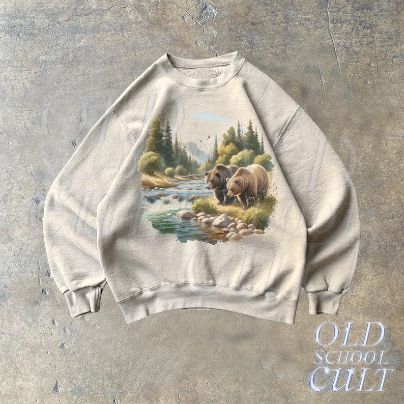 Two Bears Wilderness 90s Sweatshirt, Nineties 90s Vintage Bears Camping ...