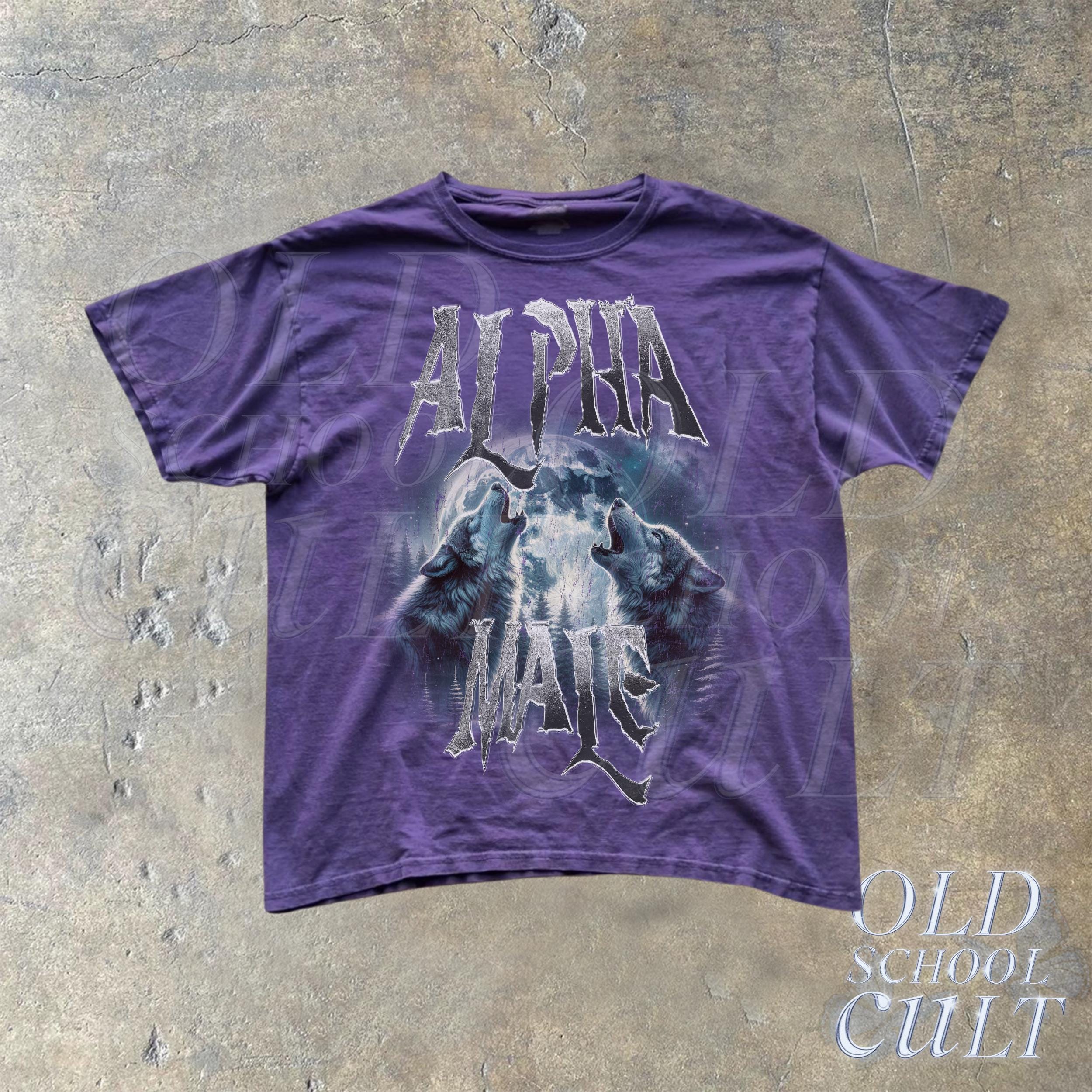 Alpha Male Wolf Howling Vintage Graphic Shirt, Retro Wolves 90s Style ...