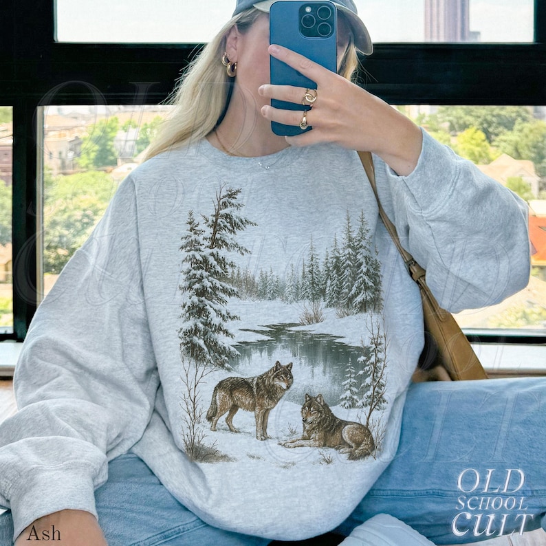 Retro Wolf 90s Sweatshirt , Nature Vintage Wildlife Forest Crewneck ...