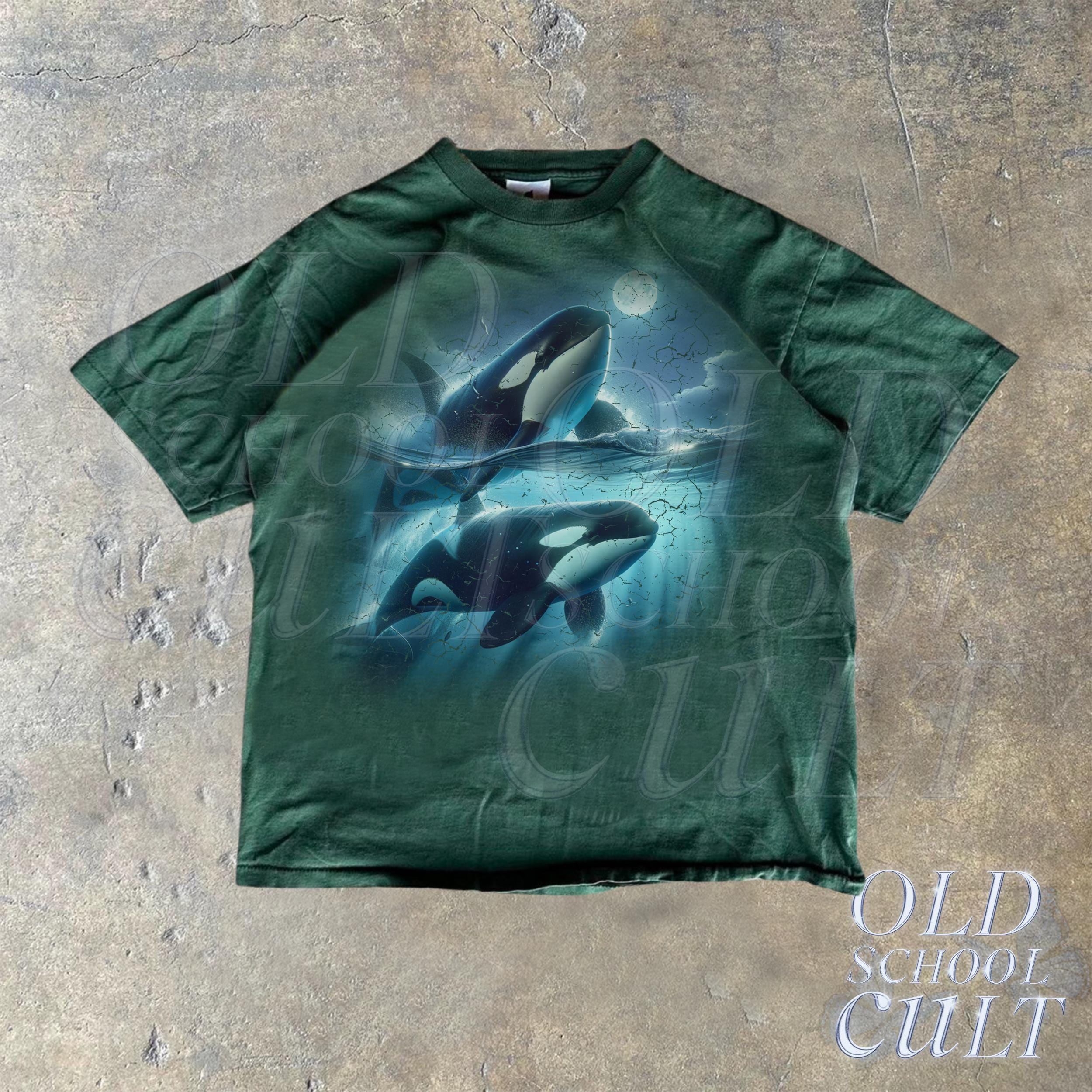 Two Orca Moon Vintage Graphic T-shirts, Vintage Ocean Mystical Orca ...