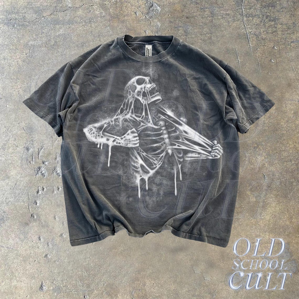 Skeleton Ripping Rib Cage Vintage 90s Graphic T-shirt, Dark Art Horror ...