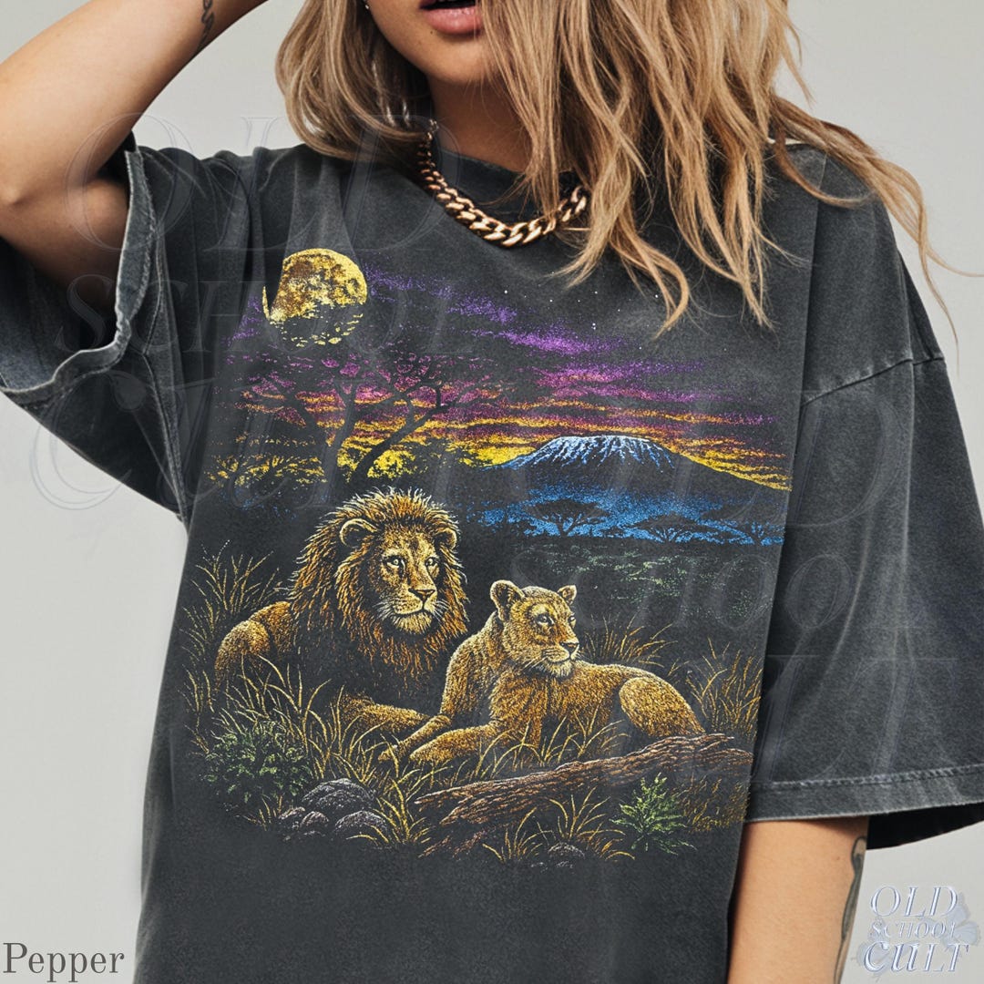 Lion Graphic T-shirt, African Safari Wildlife Tee, Comfort Colors ...