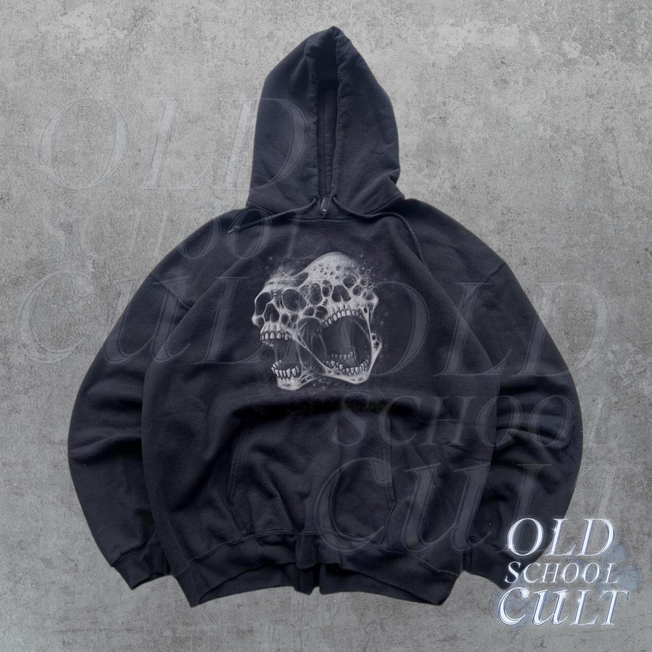 Y2k Skull Screaming Vintage 90s Graphic Hoodie, Retro Gothic Skull ...