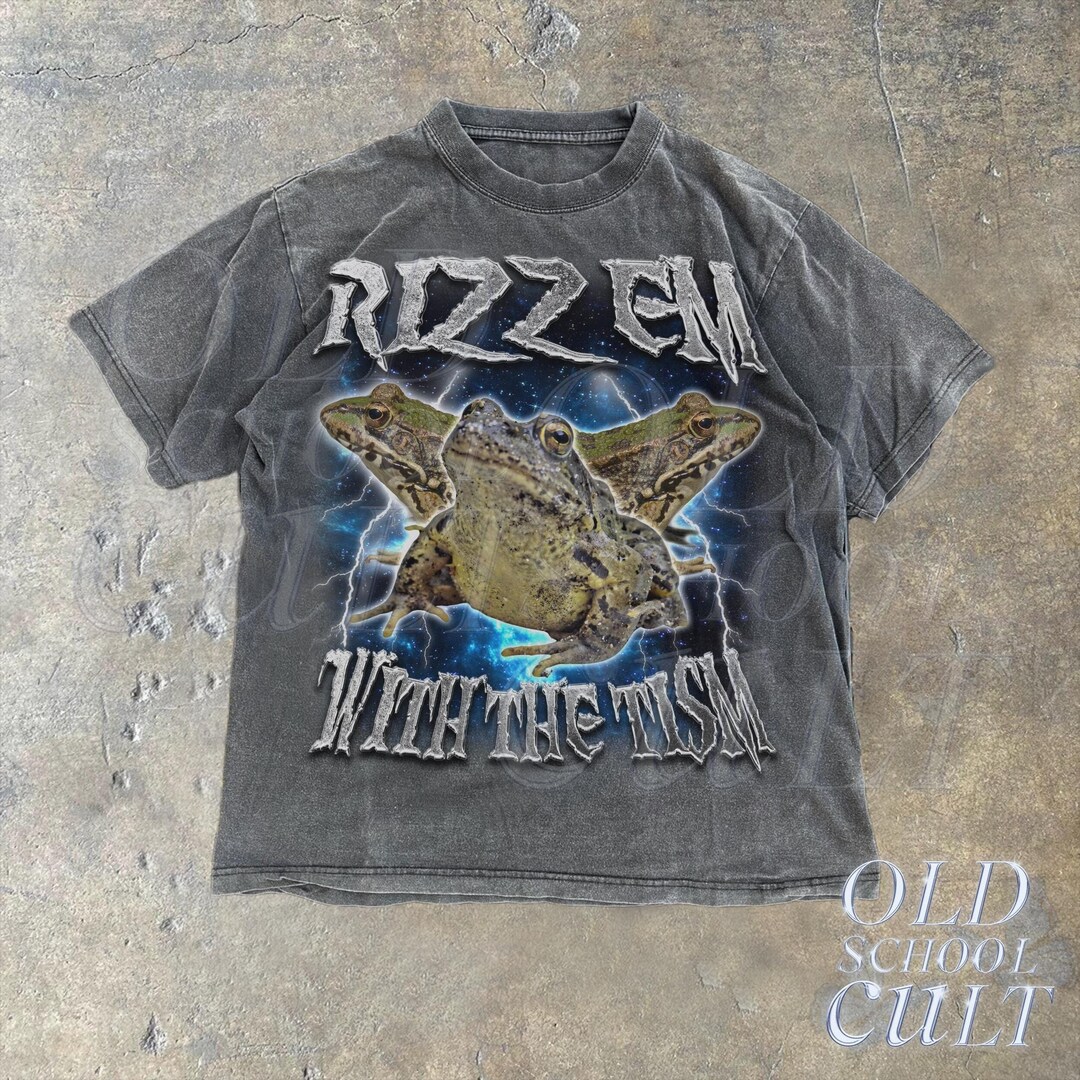 Rizz Em With the Tism Frog Vintage Graphic Shirt, Retro 90s Toad Rizz ...