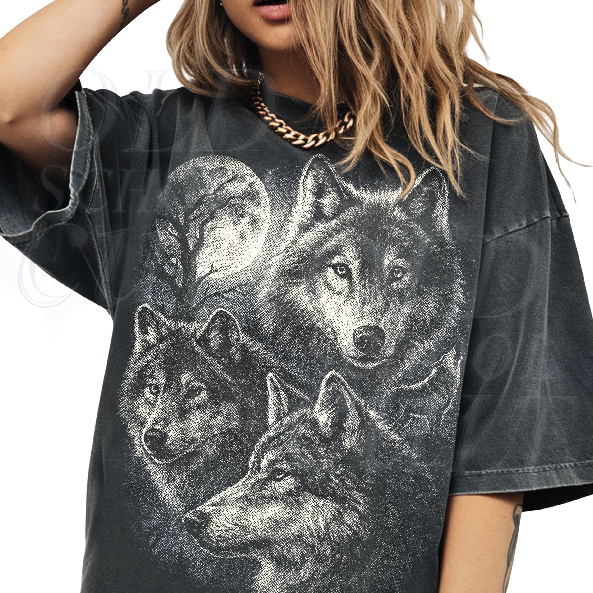 Wolf Vintage 90s Graphic Style Comfort Colors® Tshirt, Grunge Retro ...