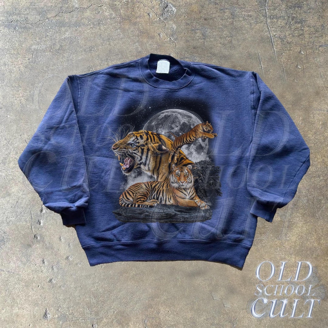 Three Tiger Vintage 90s Style Sweatshirt, Retro Tiger Sweater, Cute Cat ...