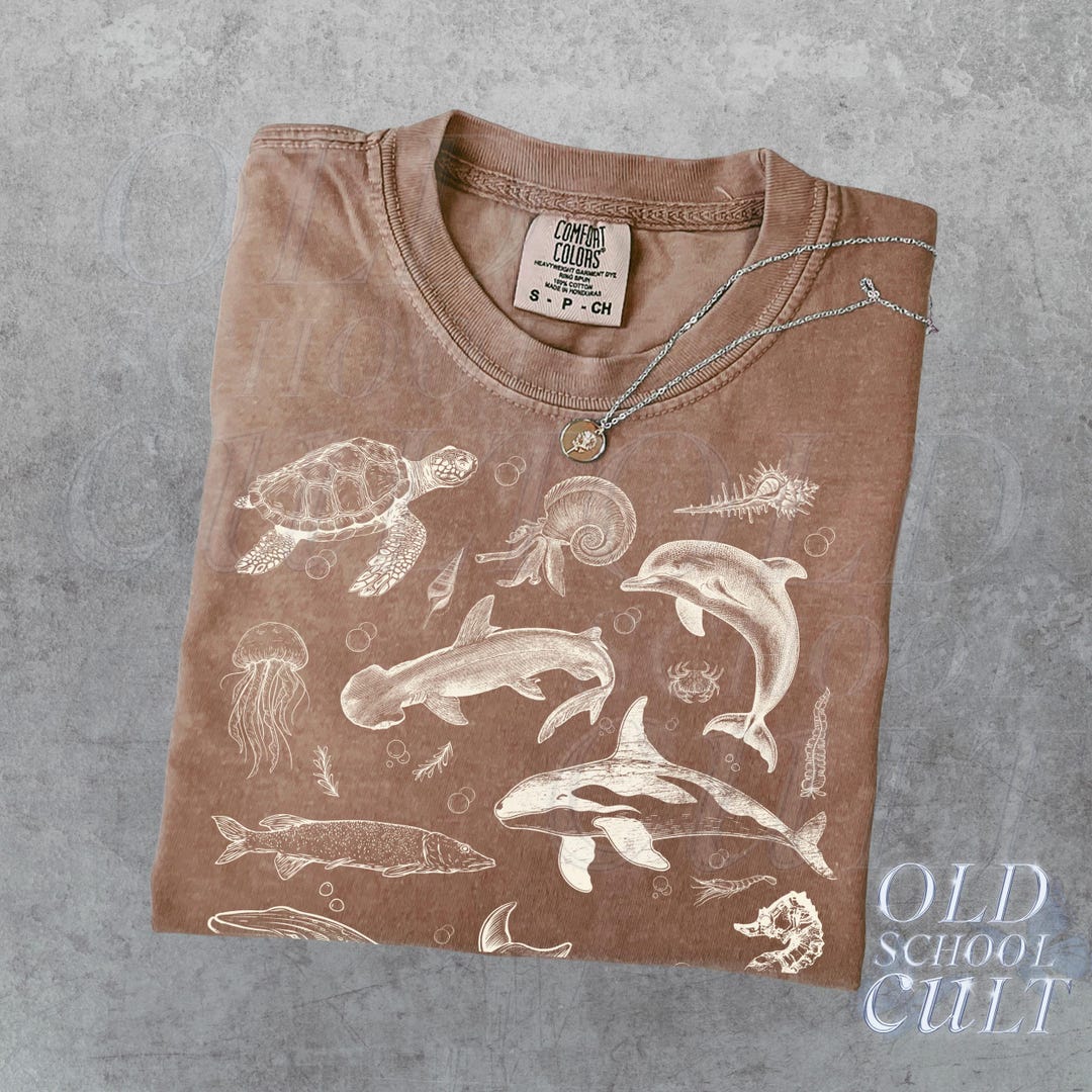 Sea Animals 90s Vintage Style Tshirt, Retro Comfort Colors® Y2k Ocean ...
