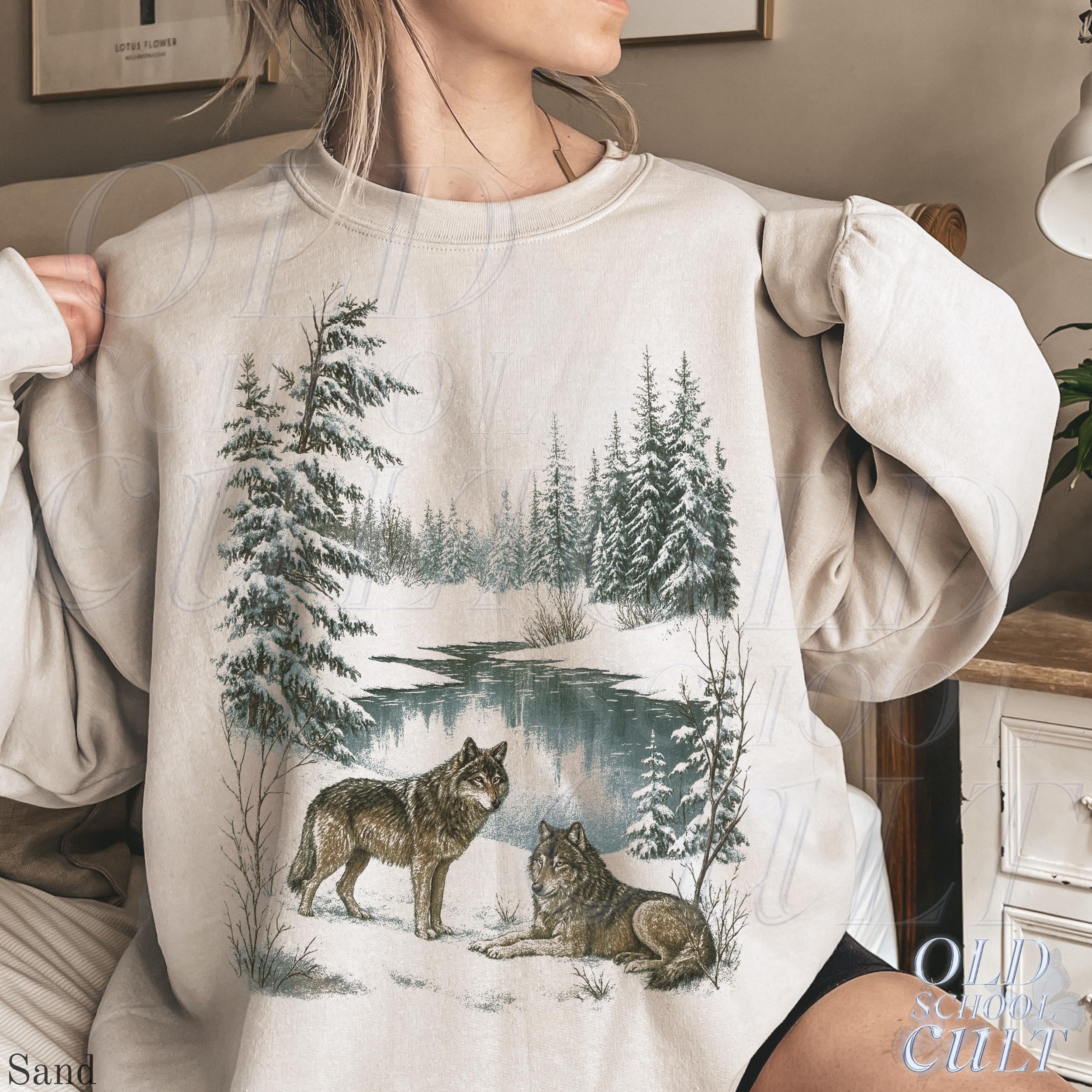 Retro Wolf 90s Sweatshirt , Nature Vintage Wildlife Forest Crewneck ...
