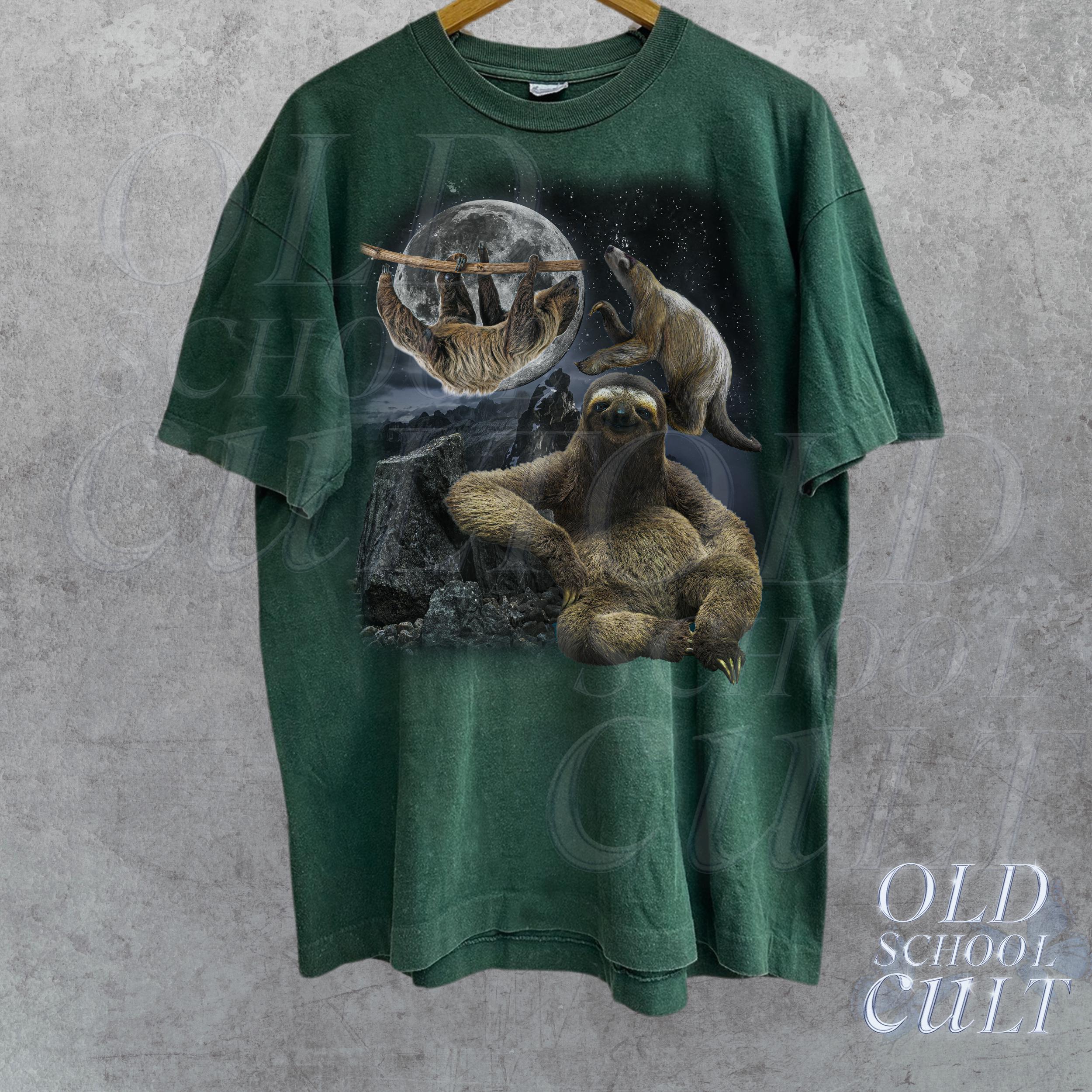Three Sloths Vintage 90s Graphic T-shirts, Retro Sloth Nature Moon ...